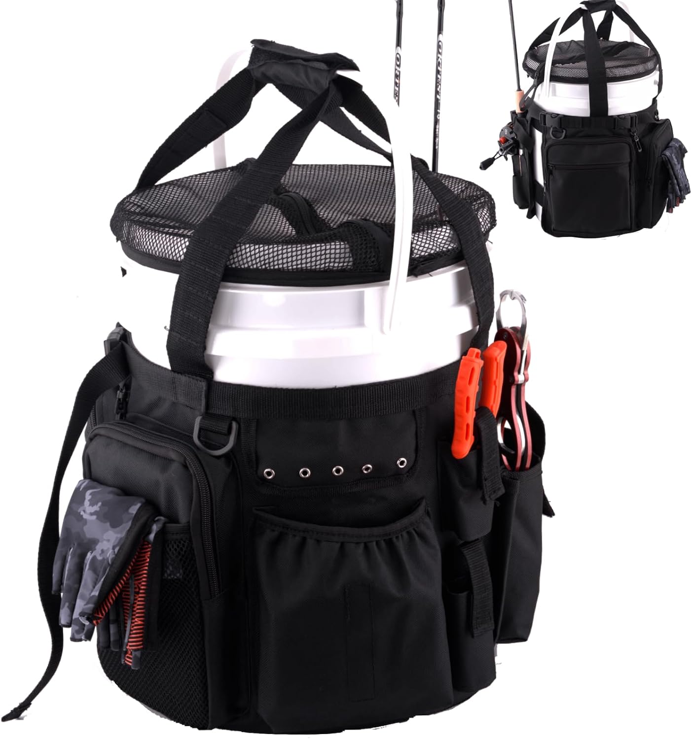 Amazon.com : Ice Fishing Gear Bucket Organizer with Bucket Cover ...