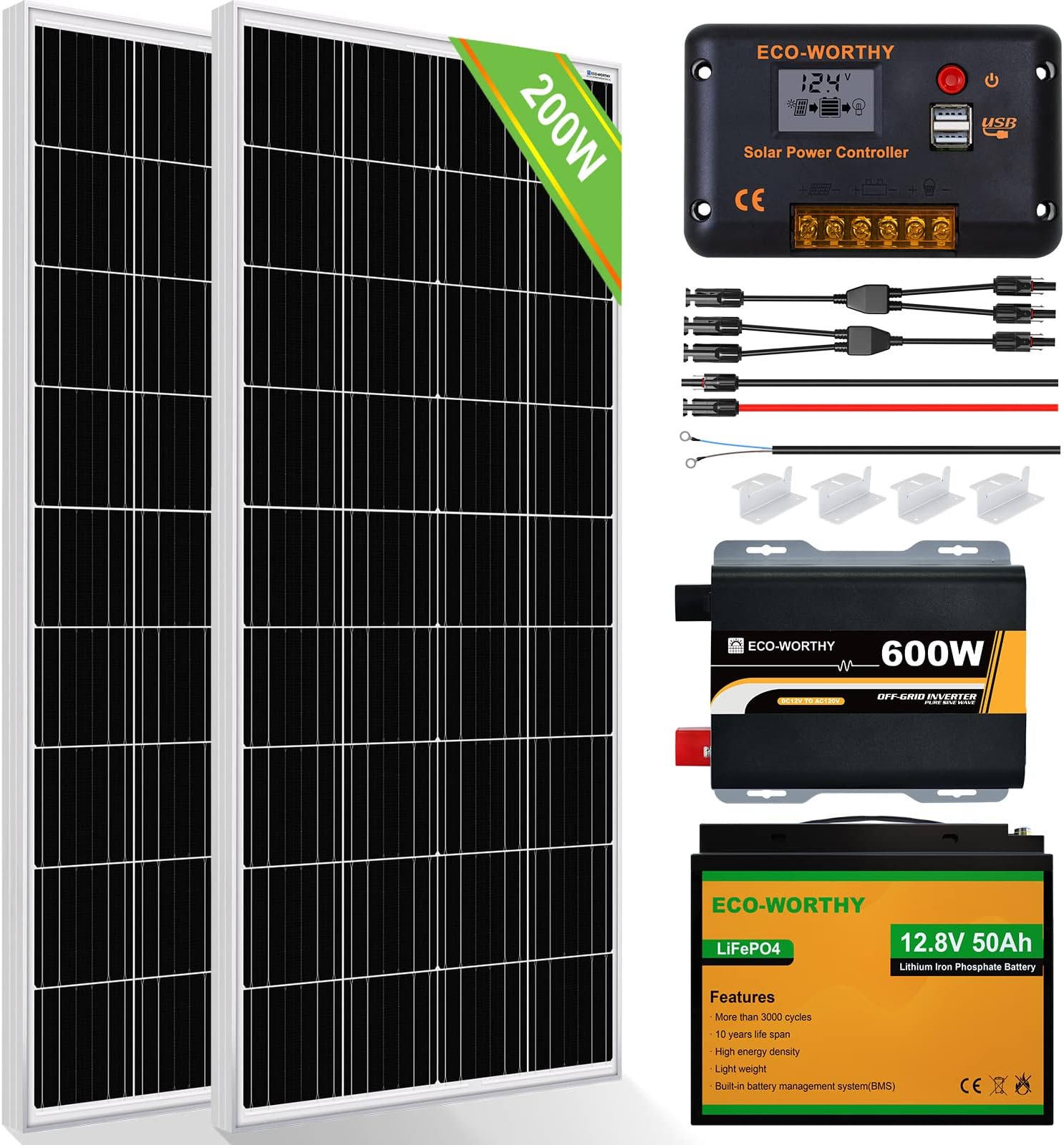 Solar System,Portable Solar Panel Kit - 4000W Inverter with 2 USB Ports ...