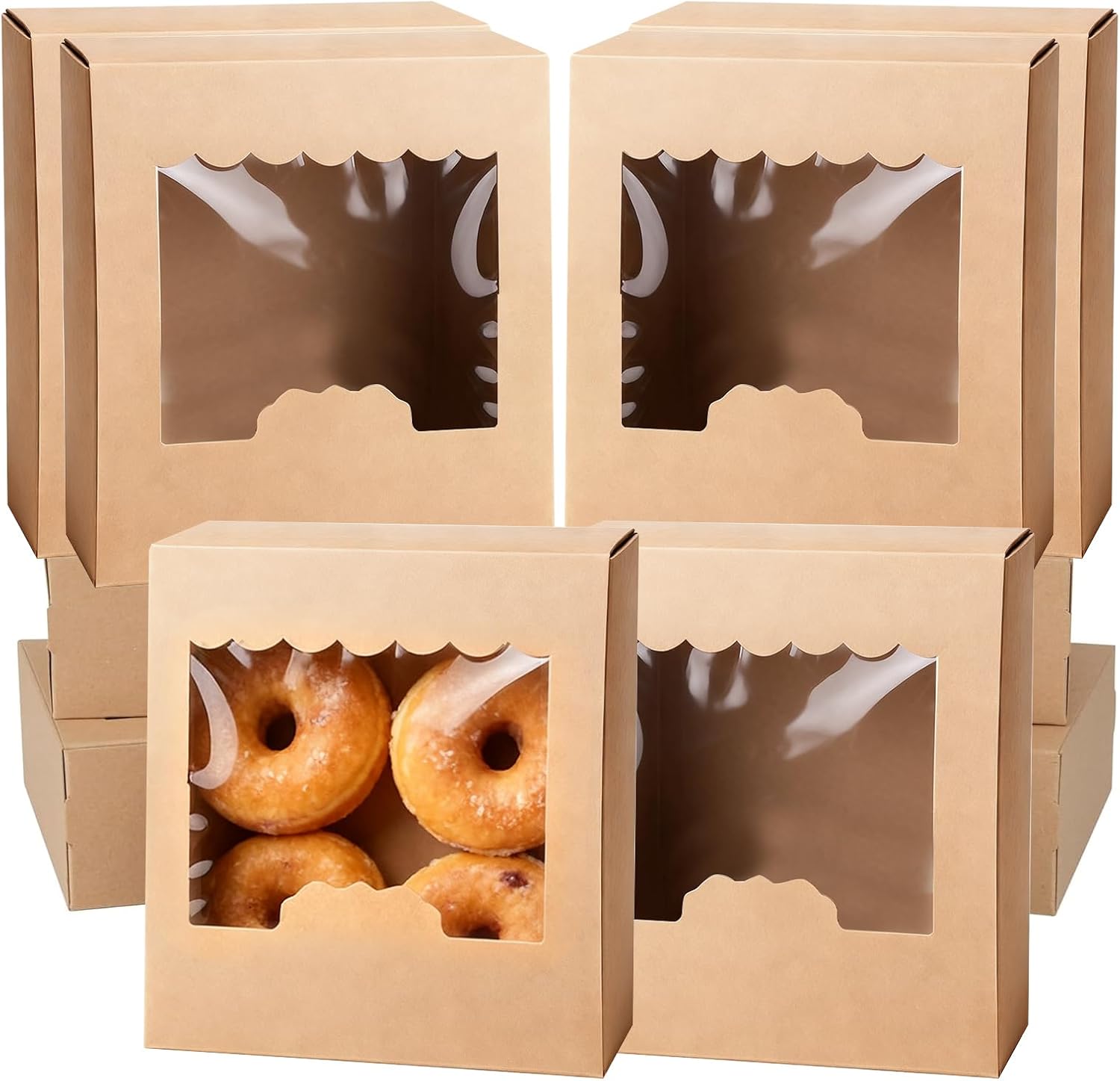 Wrbugukeji 30 Pcs Kraft Brown Cake Boxes, Cookie Boxes with 4 Hole ...