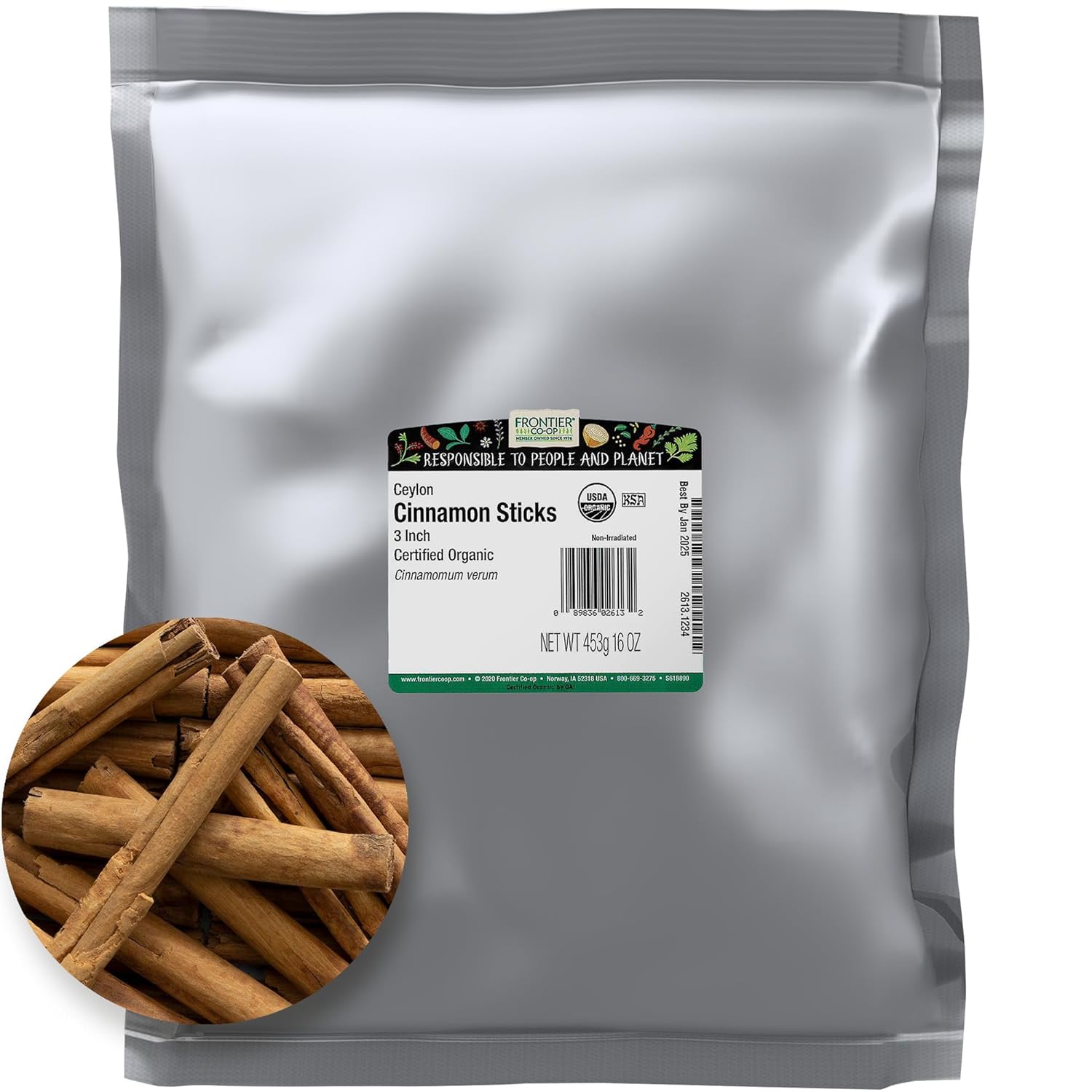 Amazon.com : Frontier Co-op Organic 3" Ceylon Cinnamon Sticks, 1lb ...