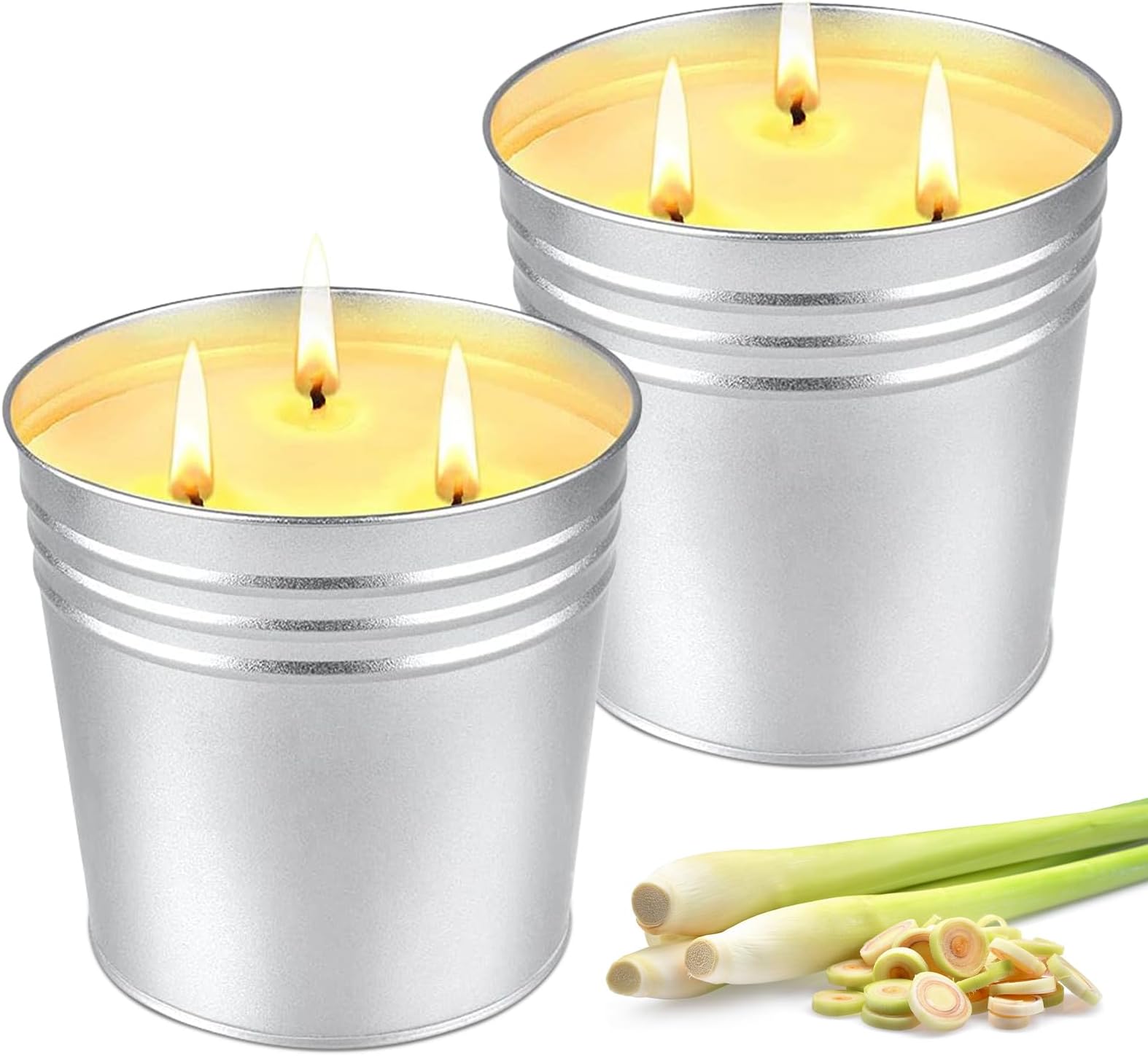 Amazon.com: Citronella Candles Outdoor & Indoor - Large 2 x 17oz 3-Wick ...