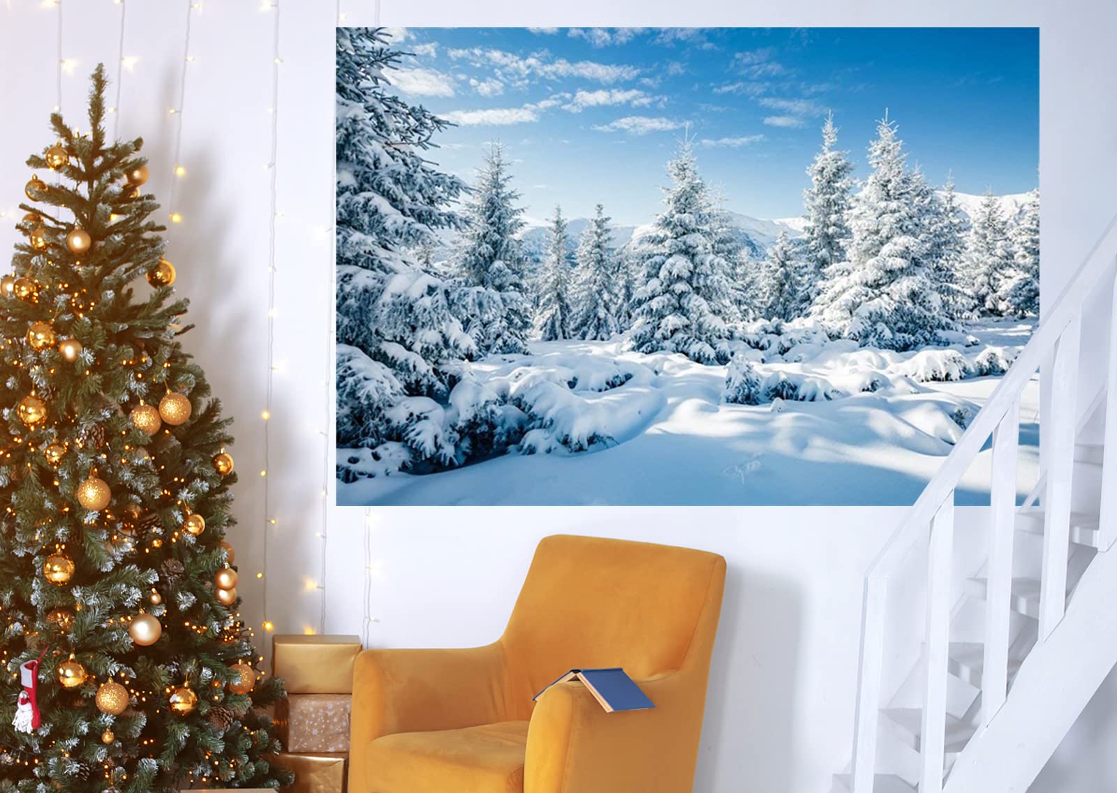 Buy CSFOTO 12x8ft Winter Scene Photo Backdrop Winter Mountain Backdrop ...