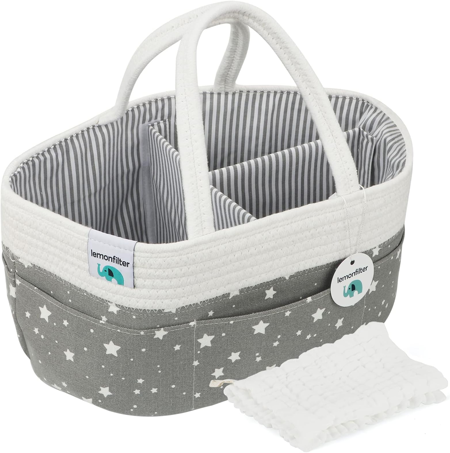 Amazon.com: Nena & Nene Diaper Caddy Organizer Baby - 100% Cotton Rope ...