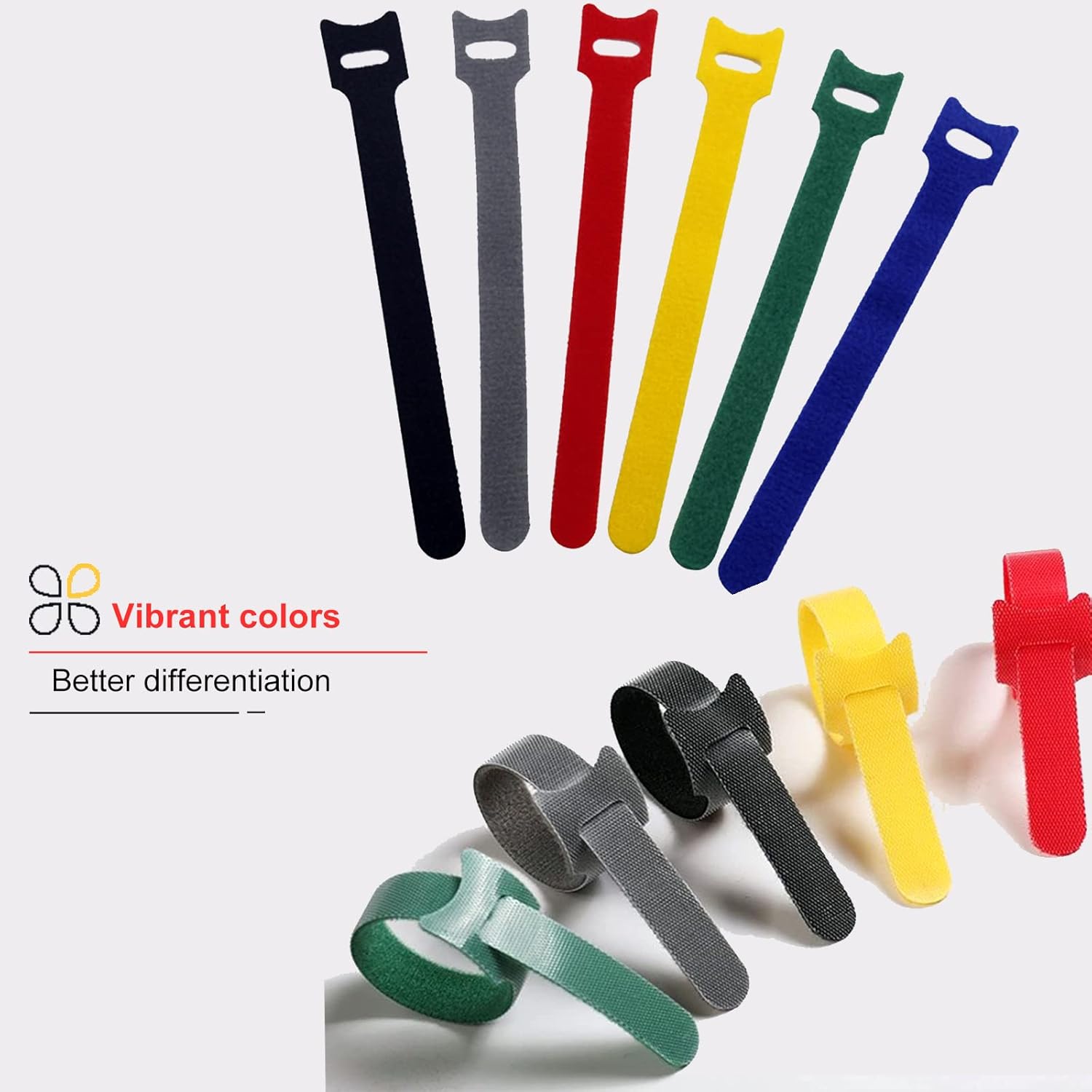 Organiza tus cables con 60 bridas de velcro reutilizables de fijación ...