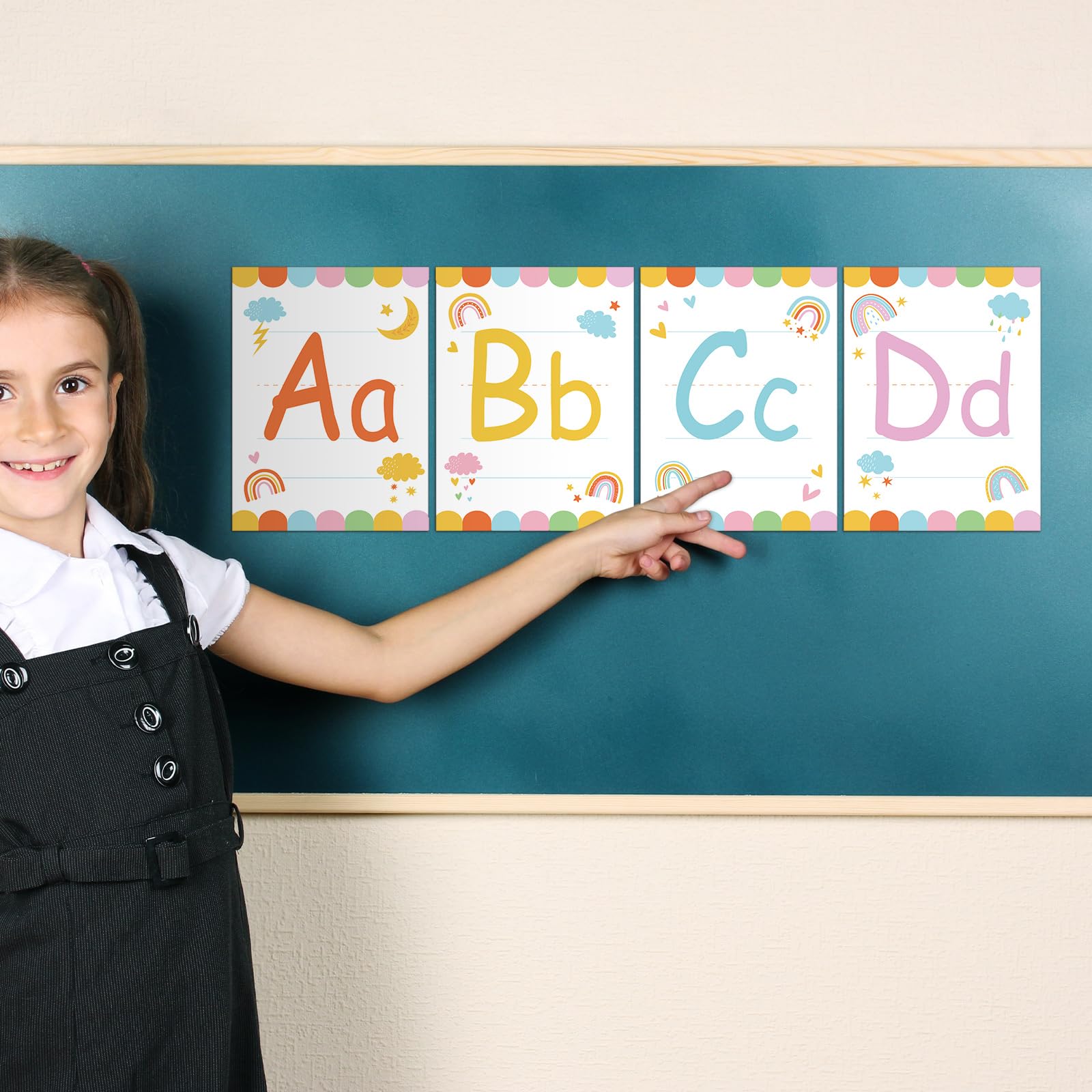 Snapklik.com : 36 Pcs Boho Alphabet Number Bulletin Board Set Rainbow ...