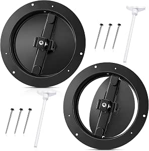 Therwen 2 Pack 6 Inch Round Vent Cover Steel Butterfly Damper - Black ...