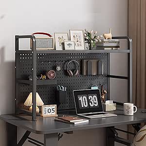 Amazon.com: Gtzly Office Black Desktop Shelf Organizer Computer Storage ...
