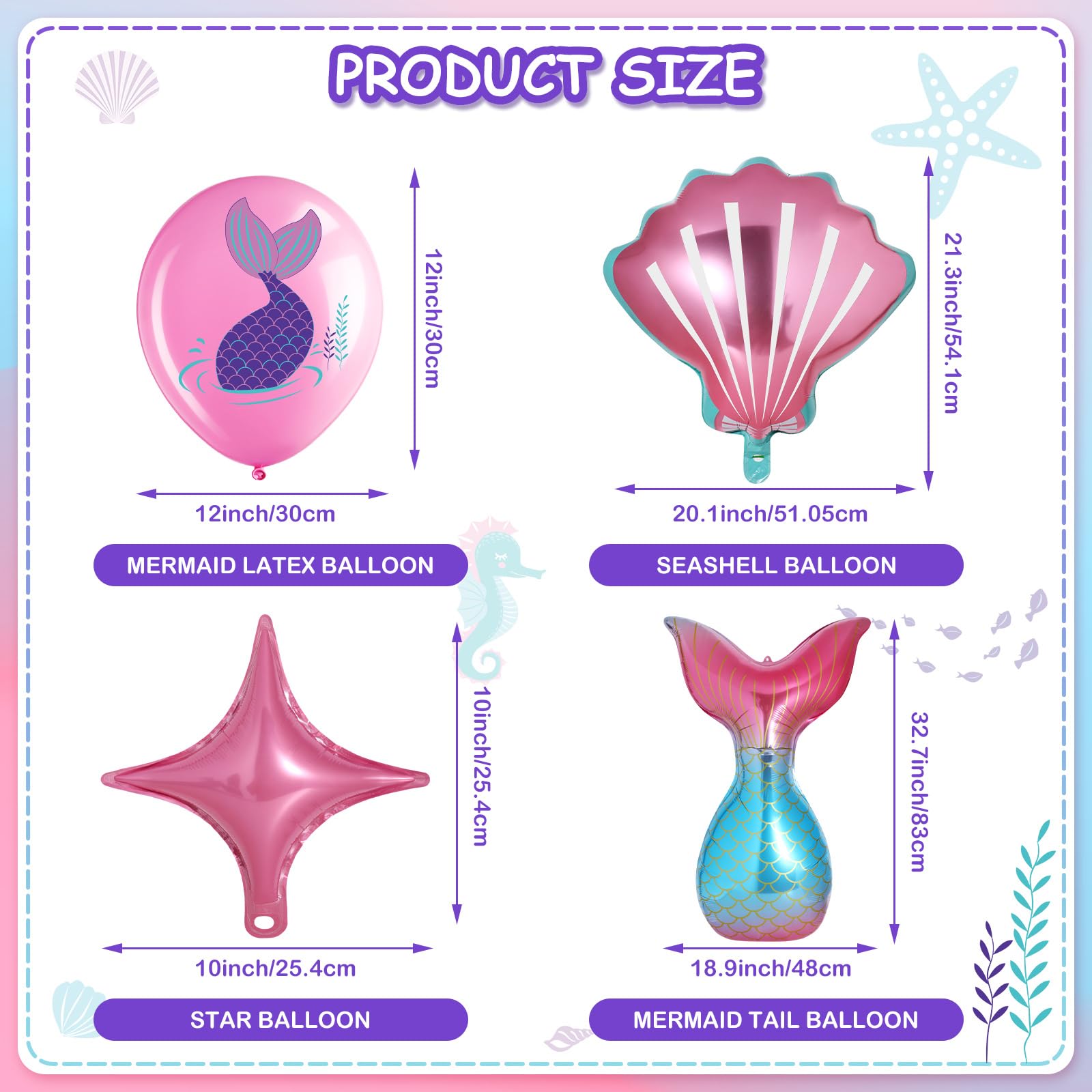 Snapklik.com : 44 Pcs Mermaid Balloons Mermaid Theme Birthday ...