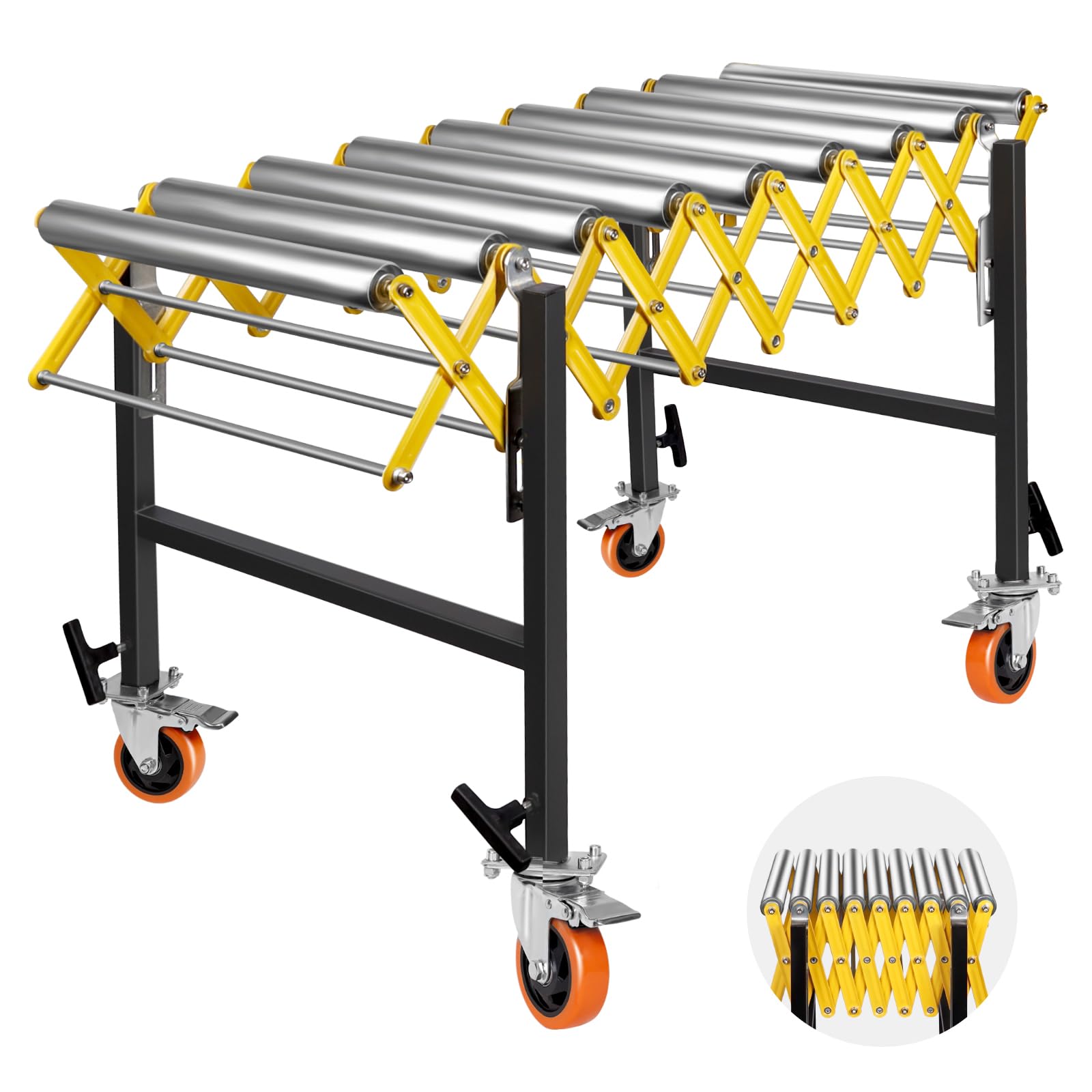 QUARPAL Adjustable Conveyor Roller with Rollers and Brakes,Length 23.6 ...