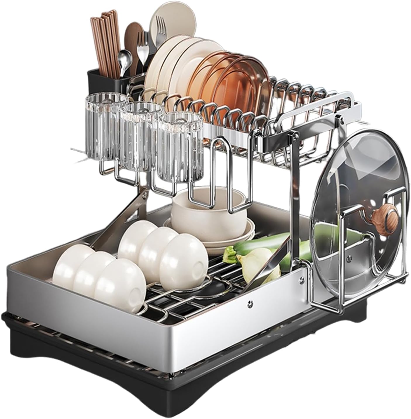 Amazon.com: 2-Tier Small Dish Drying Rack, Expandable Dish Dryer for ...