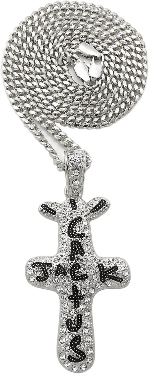 BLINGFACTORY Hip Hop Jewelry Rapper Style Iced Silver plated Cactus ...
