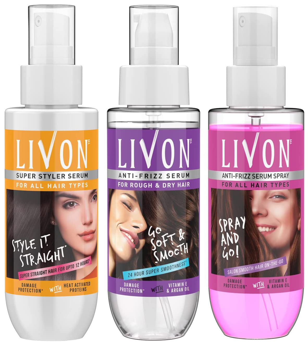 Buy Livon Super Styler Serum 100 ml & Livon Hair Serum 100 ml & Livon ...