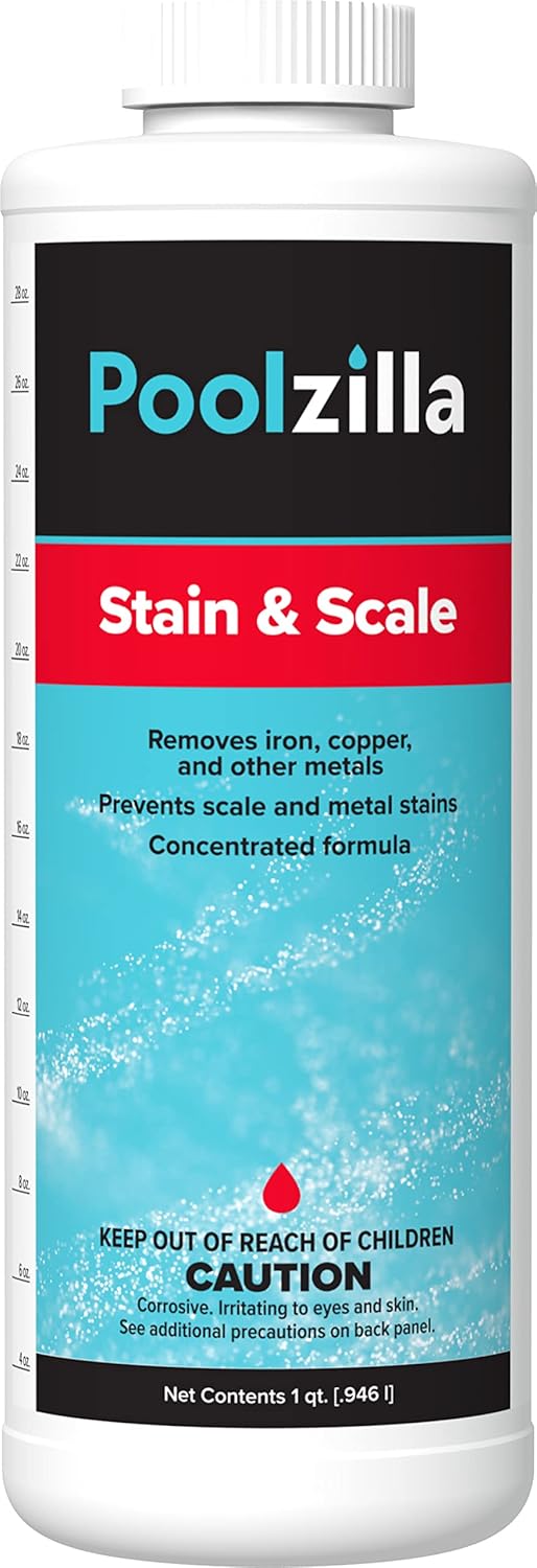 Amazon.com : Poolzilla 1 Quart Bottle of Stain & Scale, Removes Iron ...