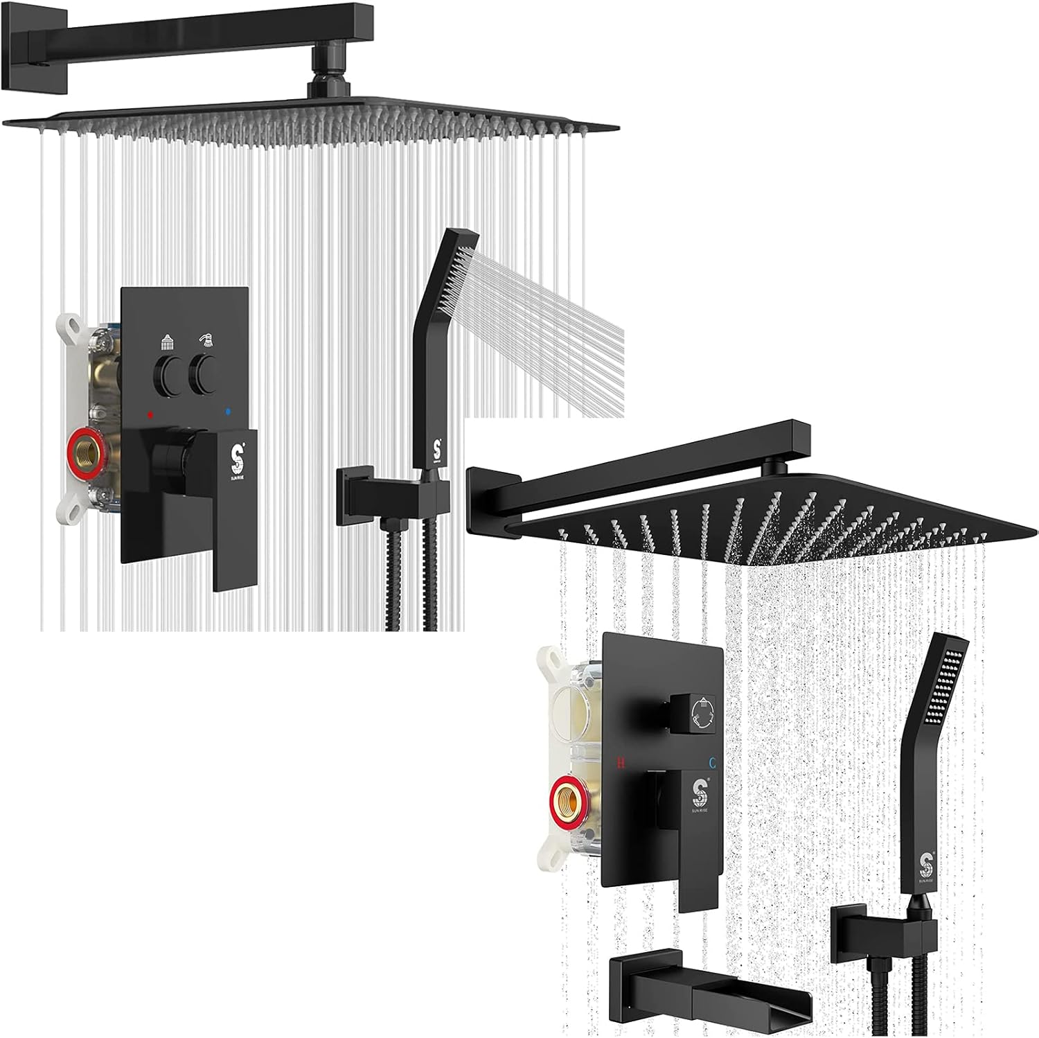 SR SUN RISE Shower System with Push Button Diverter Bathroom Luxury 10 ...