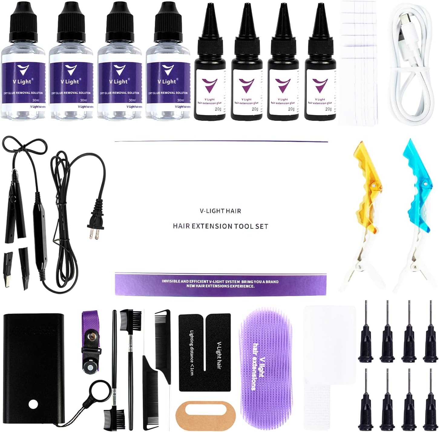 Amazon.com : V Light Extensions Kit, V Light Hair Extension Machine, UV ...