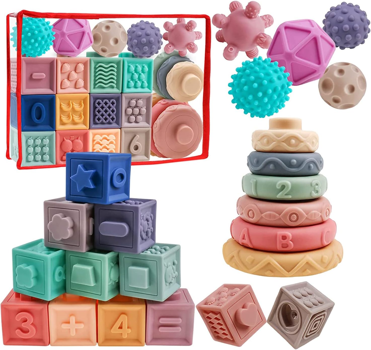 Amazon.com: ROHSCE Baby Stacking Toys for Toddlers 1-3, 23 Pcs Soft ...