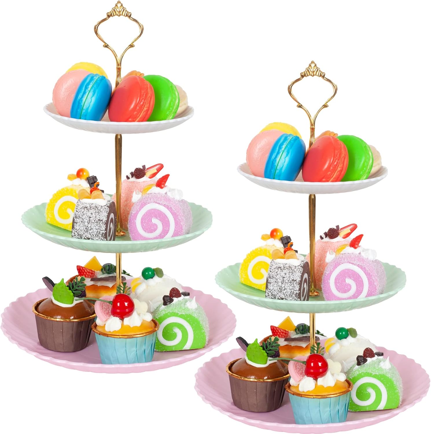 powerking Cupcake Stand, 2 Set 3 Tier Reusable Dessert Stand Holder ...