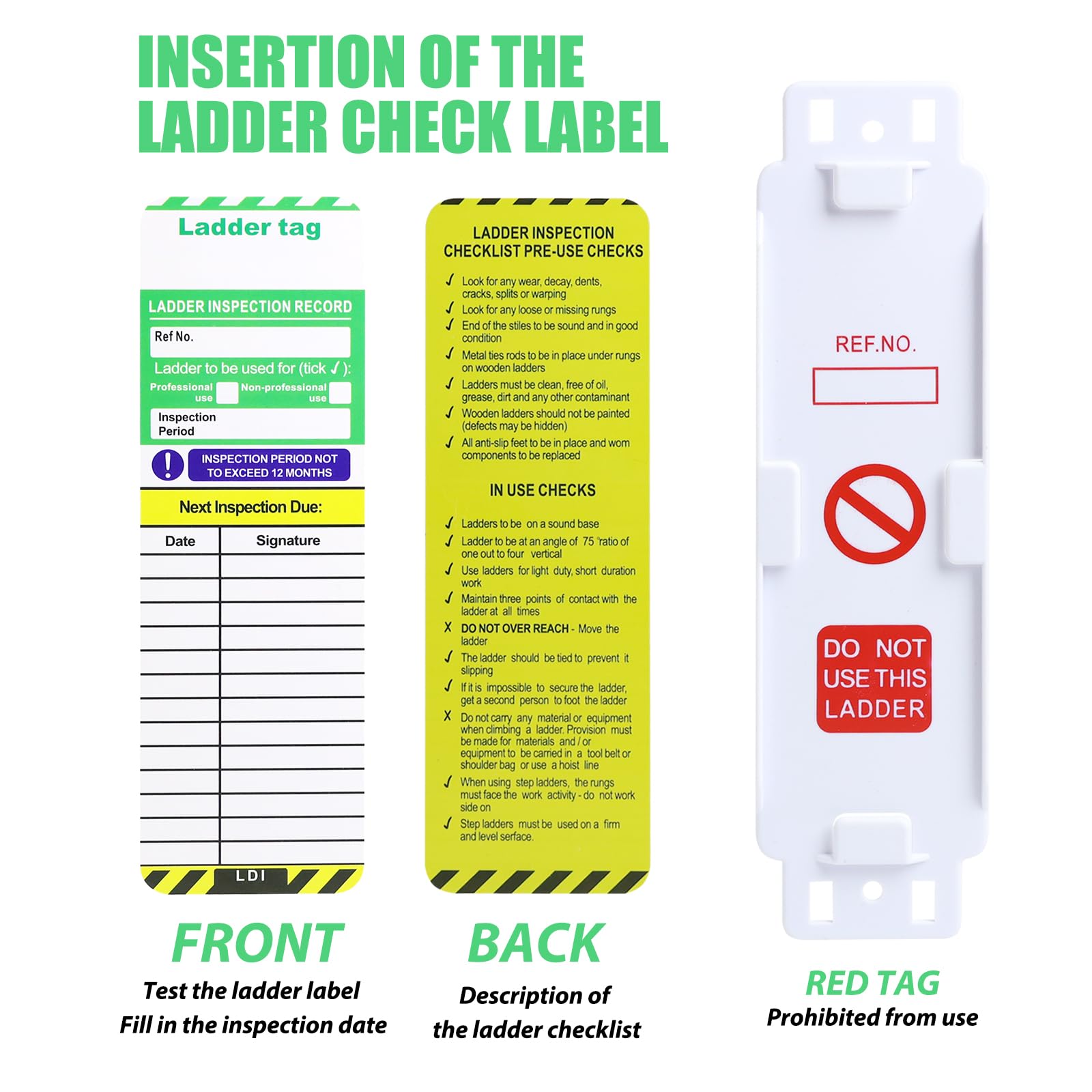 Ladder Tags Weatherproof Safety Inspection Record Kit – 10 Holders and ...