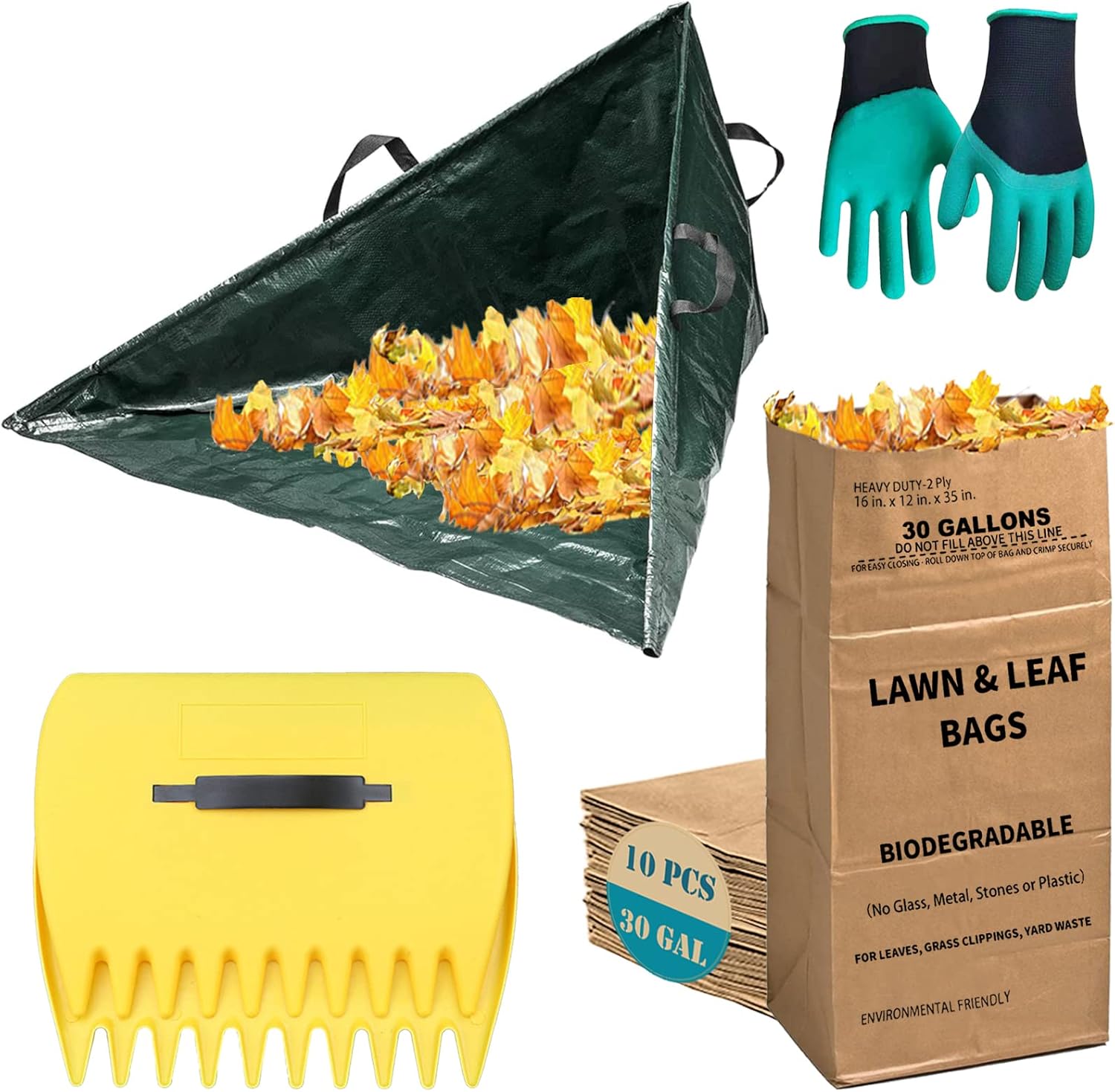 Amazon.com: LeafSky Leaf Collector Tripod Bag and Lawn Leaf bag Kit ...