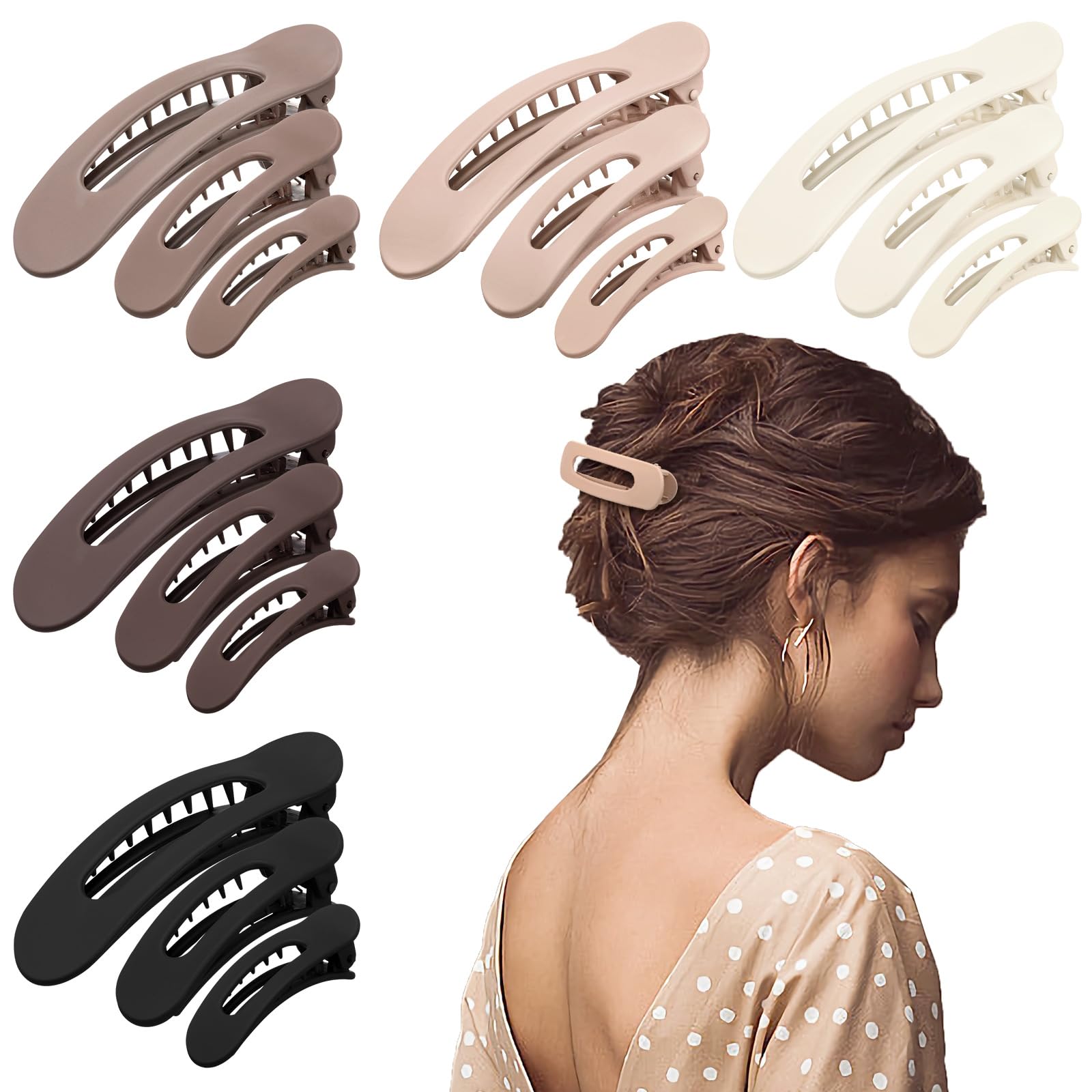 Amazon.com : 15 Pcs Flat Hair Clips for Women, Large Flat Claw Clips ...