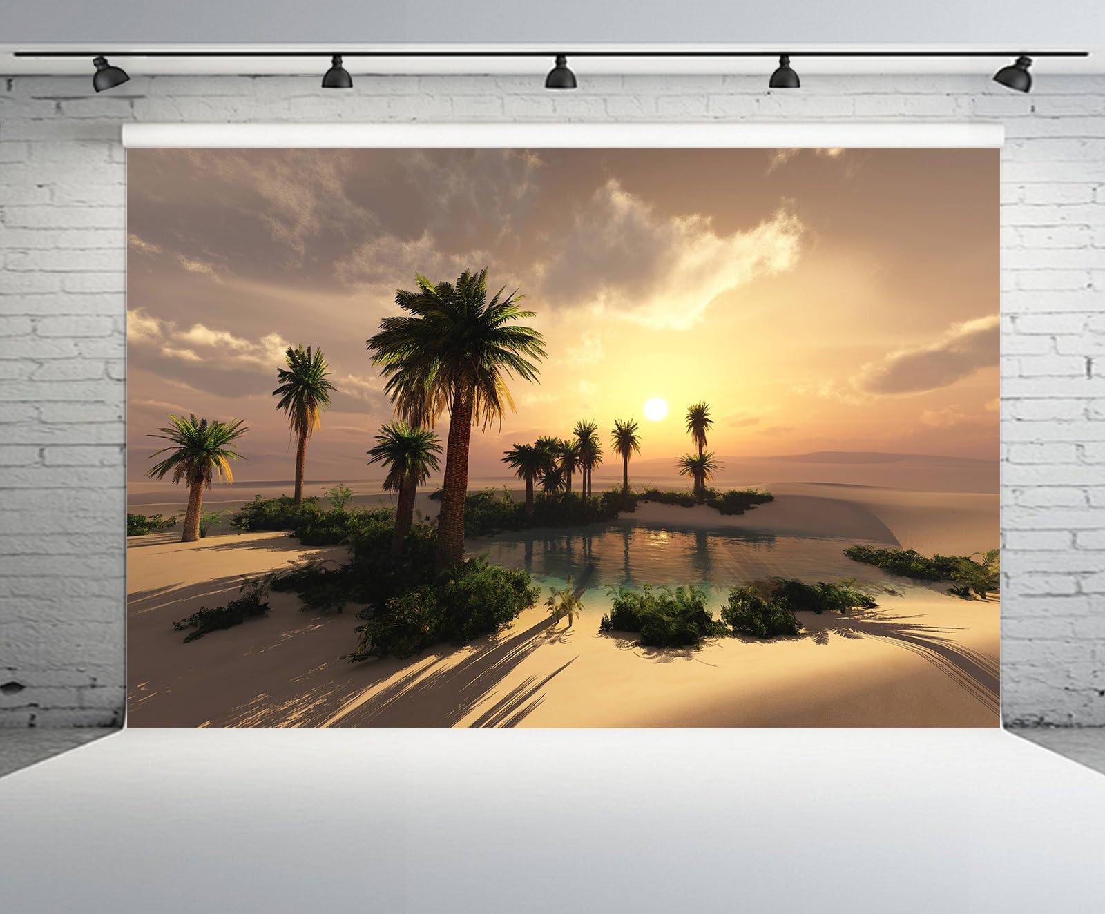 Desert Oasis Backdrop 3d Animation Oasis In A Desert, Dark Blue