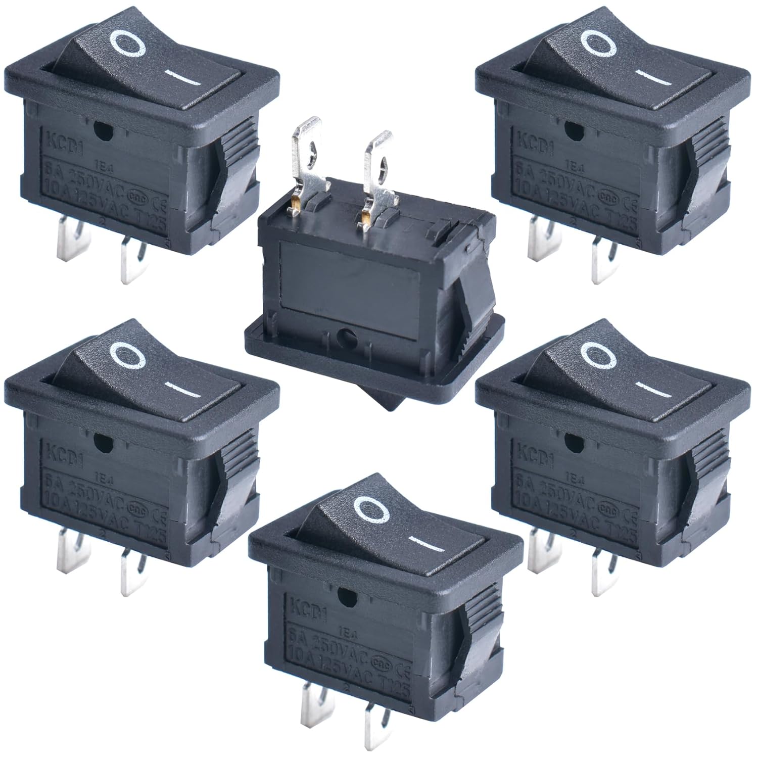 YOUFEN 6Pcs Boat Rocker Switch Snap-in Toggle Switch SPST ON-Off 2 Pin ...