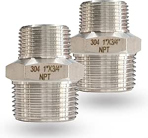 Amazon.com: 304 Stainless Steel Hex Nipple Reducer, 1" x 3/4" NPT Male ...