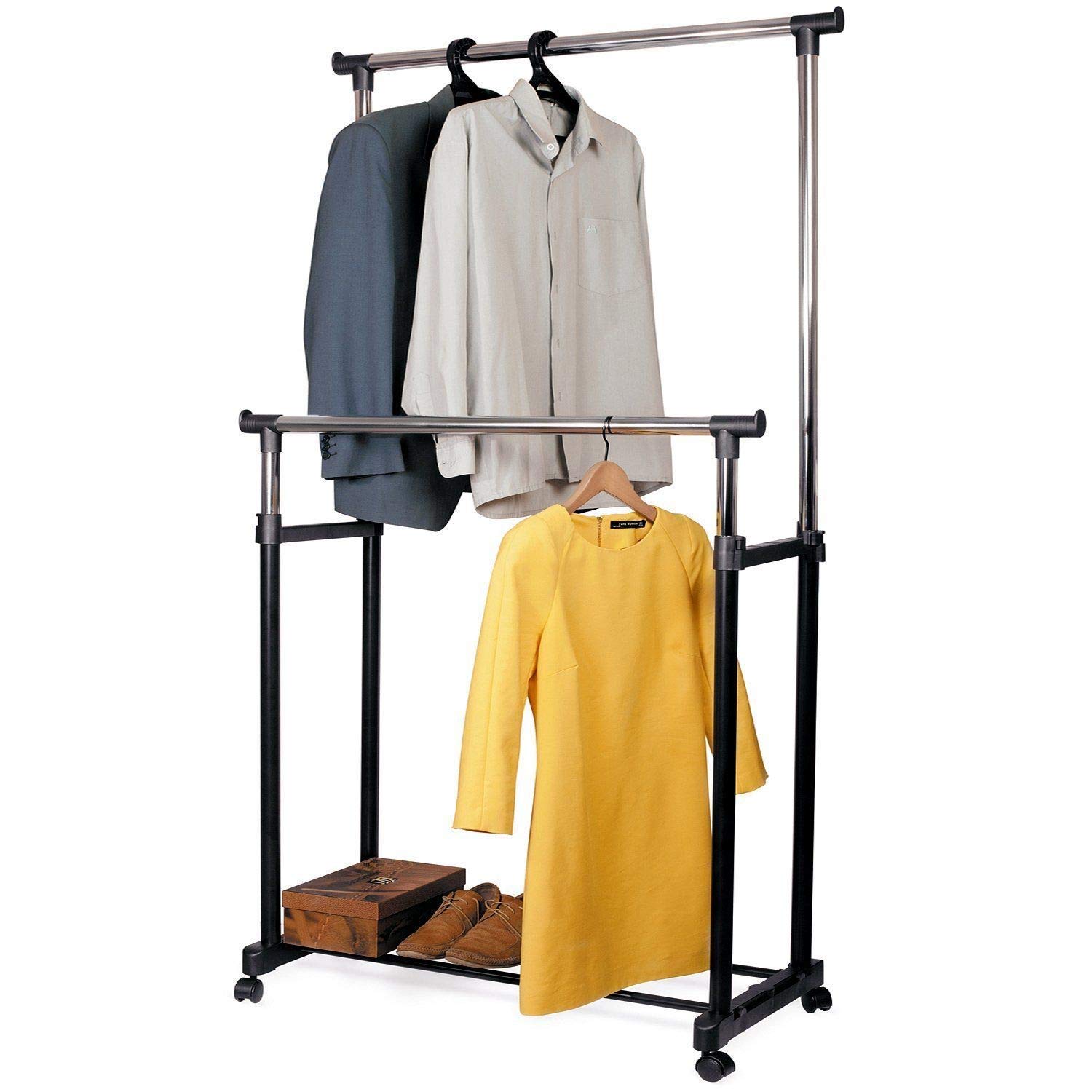 Buy AJB Stainless Steel Double Pole Rail Telescopic Movable Portable ...