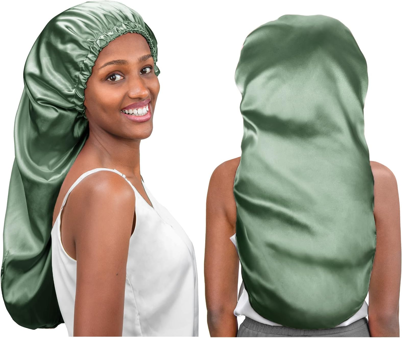 Amazon.com : Long Bonnet Braid Bonnets for Sleeping Satin Bonnet Silk ...