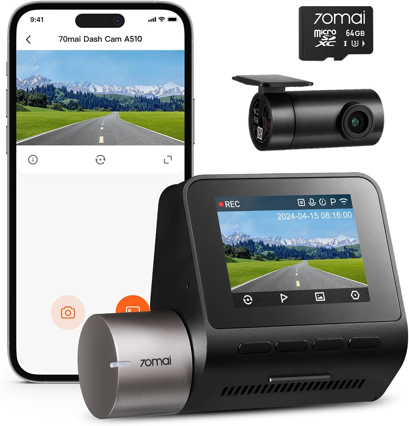 Amazon.com: 70mai A810 4K Dash Cam Front and Rear, Dual Dash Camera for ...