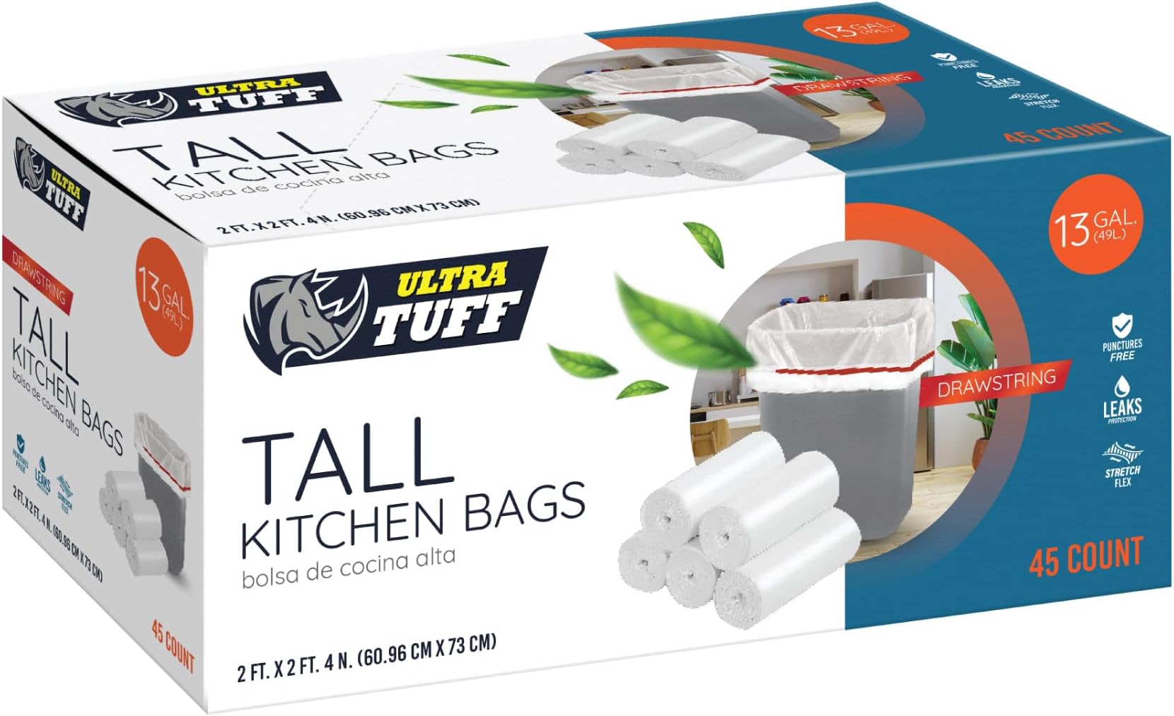 Amazon.com: Xtra Tuff Ultra Flex Trash Bags 130Ct Kitchen Trash Bags ...