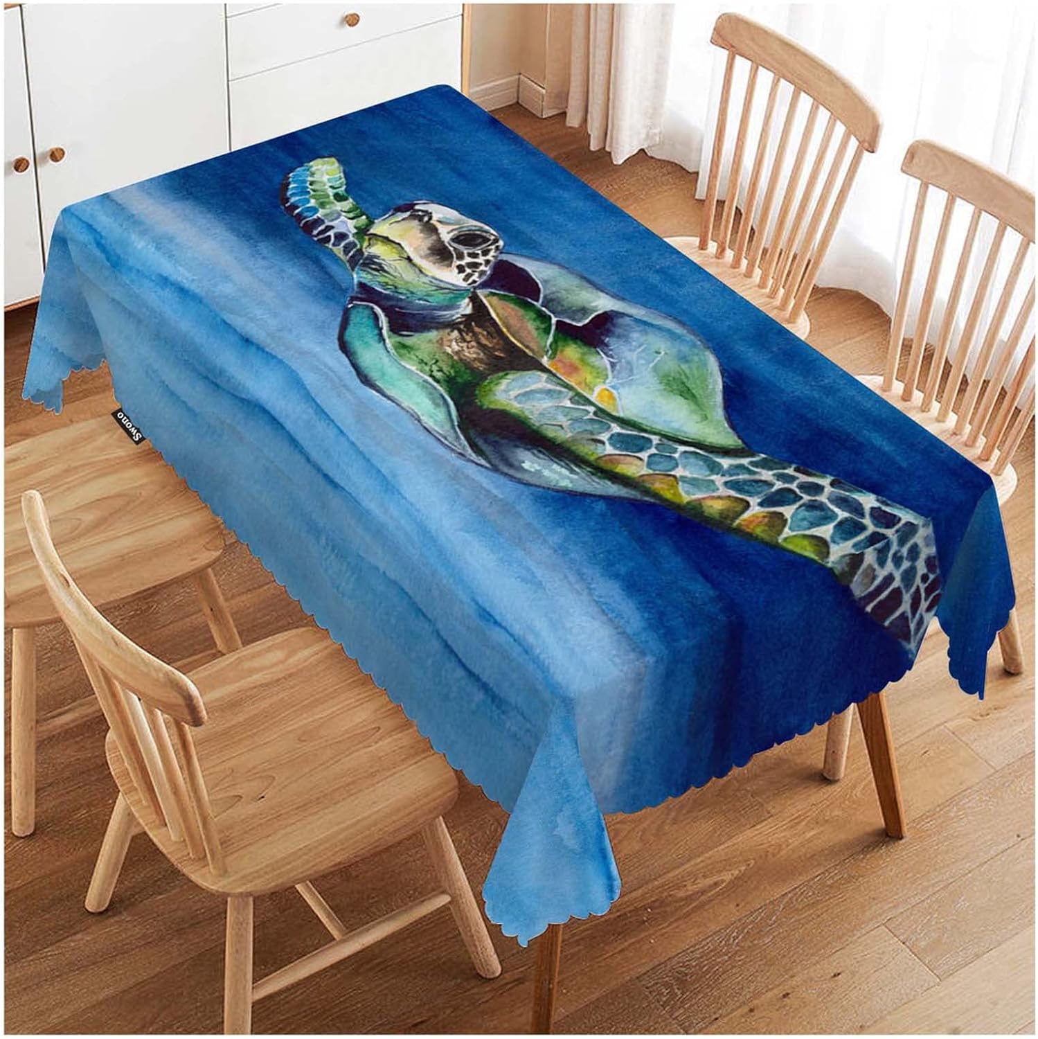 Amazon.com: Swono Sea Turtle Table Cloth Rectangle Tables Blue Ocean ...