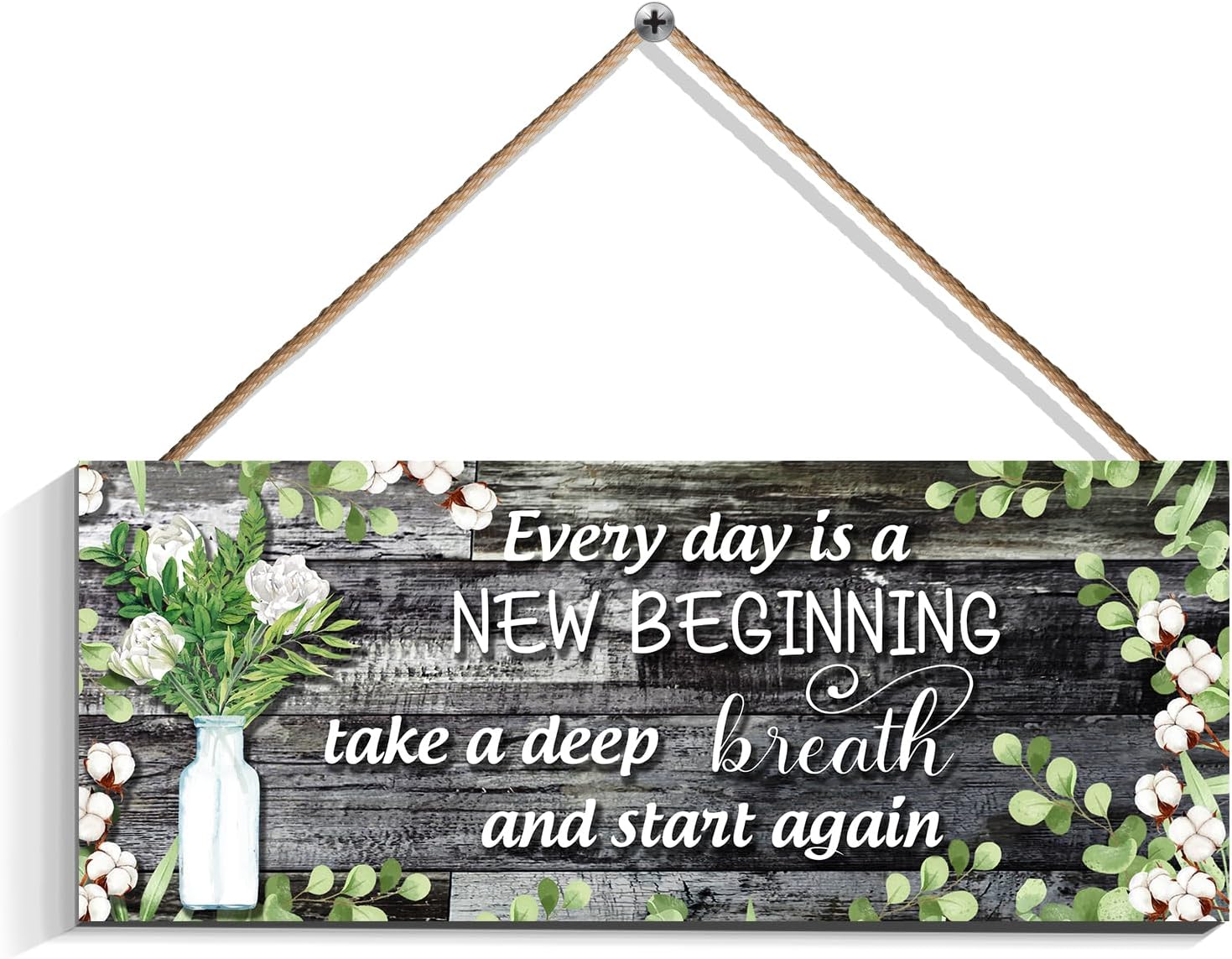 Amazon.com: Sirjiera Farmhouse Inspirational Hanging Wooden Wall Sign ...