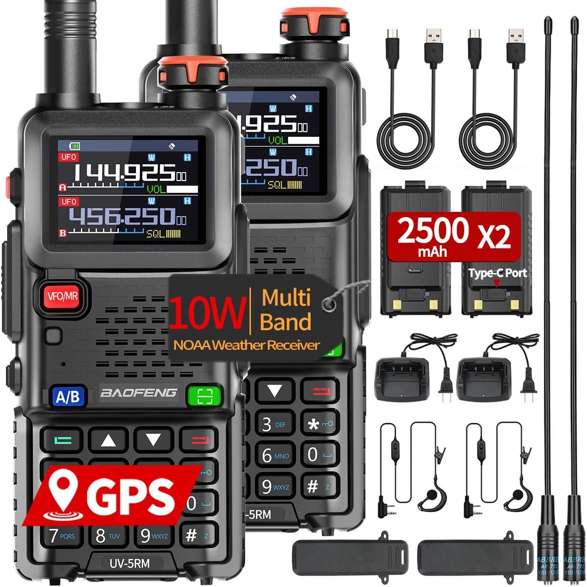 Amazon.com: BAOFENG 5RM GPS Ham Radio 10W Long Range Handheld Two Way ...