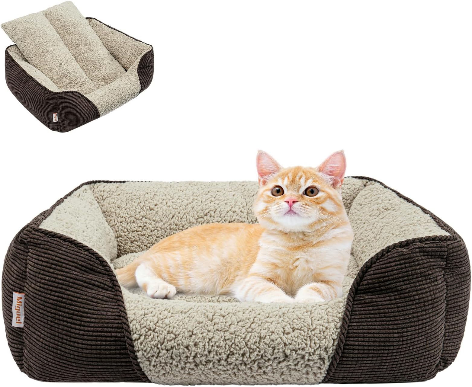 Amazon.com : Miguel Washable Cat Beds for Indoor Cats with Removable ...