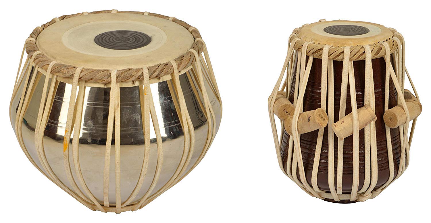 Nickel Plated Brass Tabla Set - Daya & Bayan with Hammer and Bottom ...