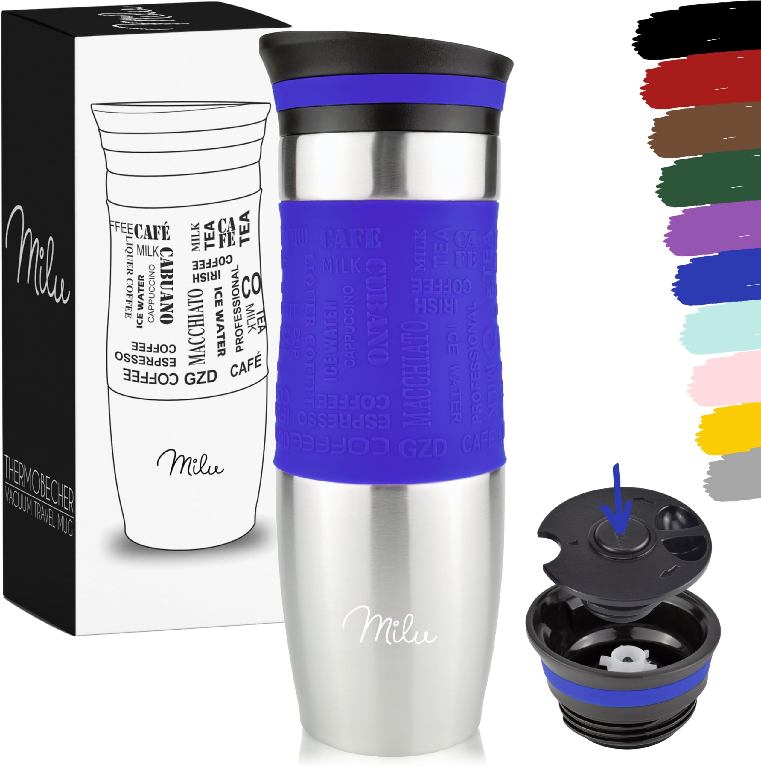 SLOSH Mug Isotherme Tasse Thermos Café Thé à emporter Double Paroi Acier Inoxydable Tasse de ...