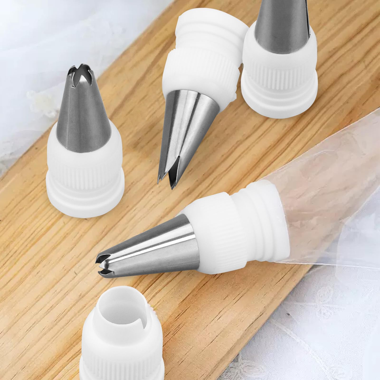 And Nozzles 6Pcs Piping Nozzles Coupler, Reusable Plastic Icing Piping ...