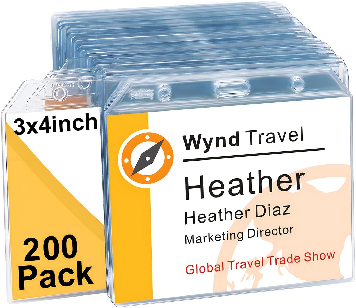 Amazon.com : 3x4 Inch Name Badge Holders - Fushing Clear Plastic ...