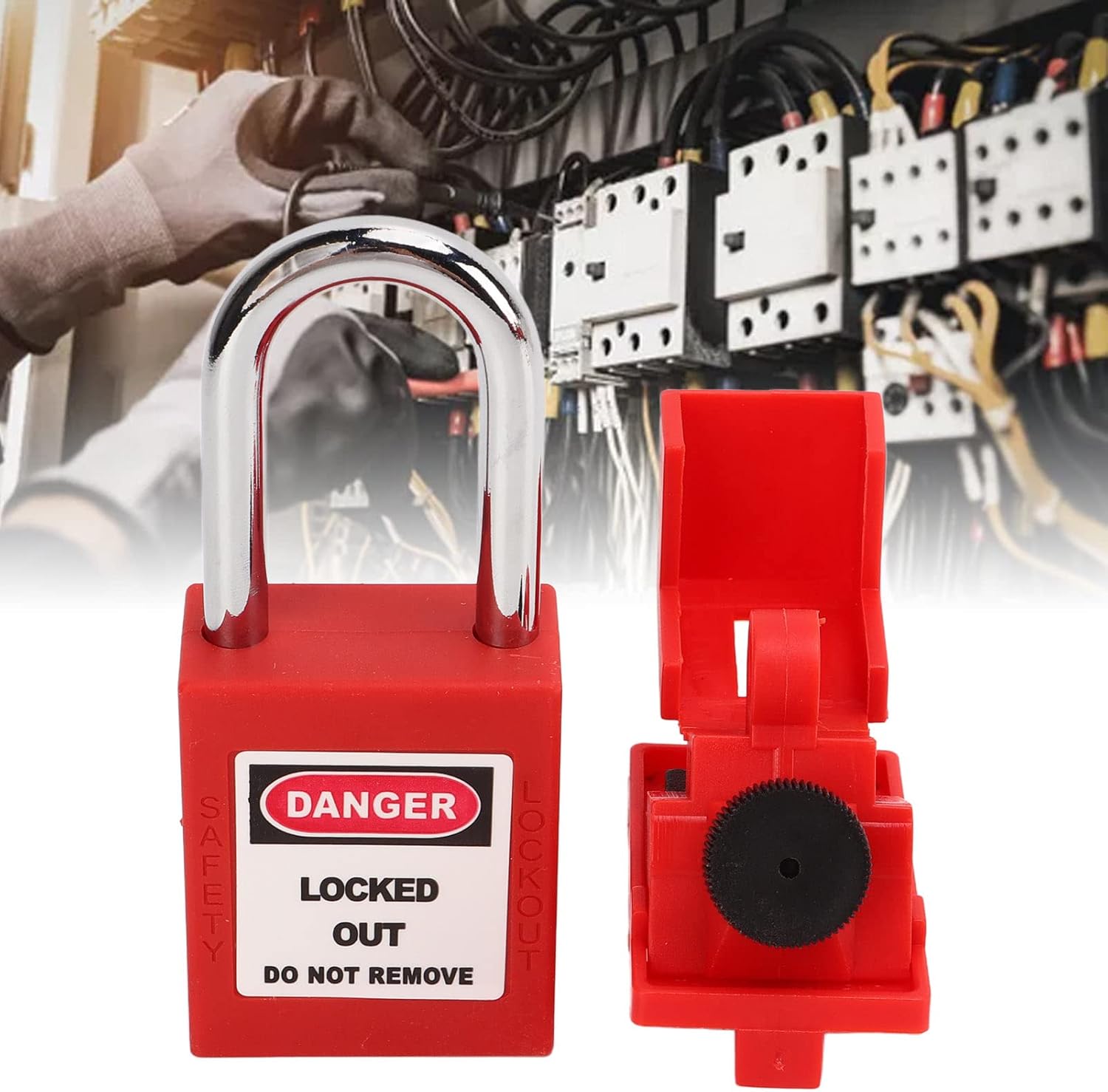 Amazon.co.jp: 安全ロックアウト南京錠、ロックアウト ロック、クランプ式サーキット ブレーカー ロック キー付き 電源スイッチ ...