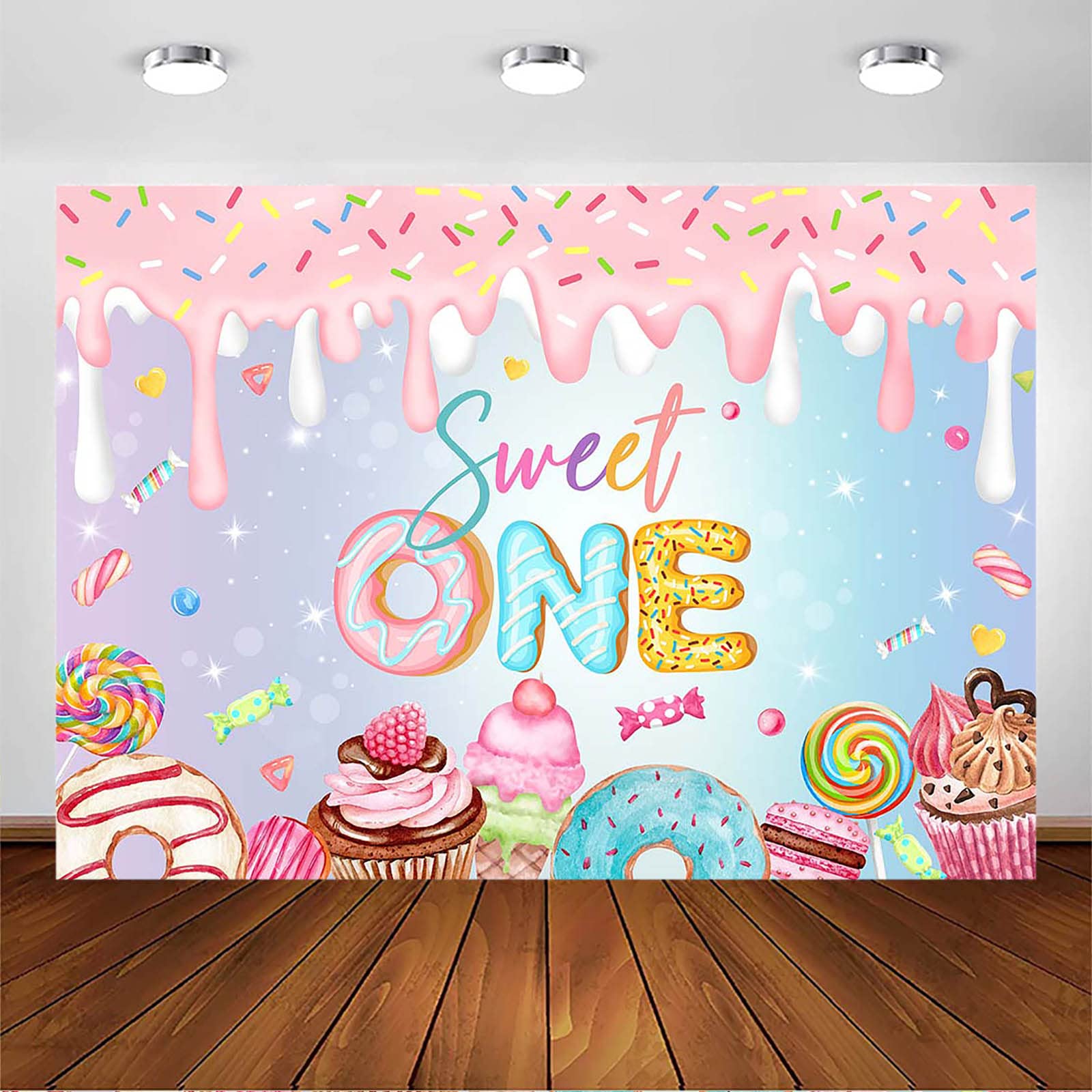 Buy Avezano Donut Sweet One Birthday Backdrop for Girls Doughnut First ...