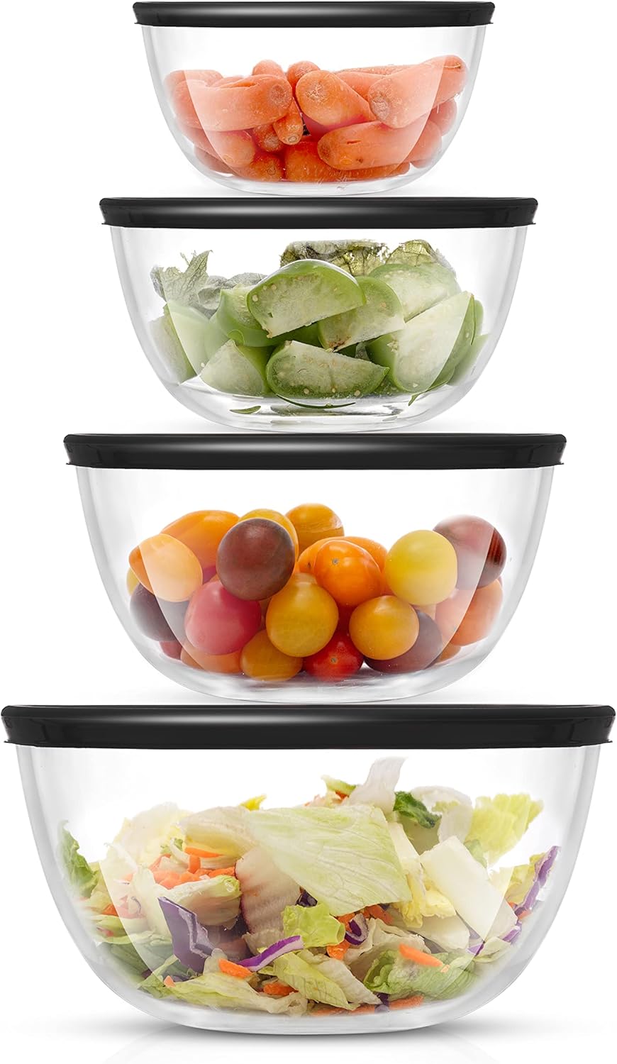 JoyJolt Kitchen Mixing Bowls - 8pc Glass with Lids Set – Neat Nesting ...