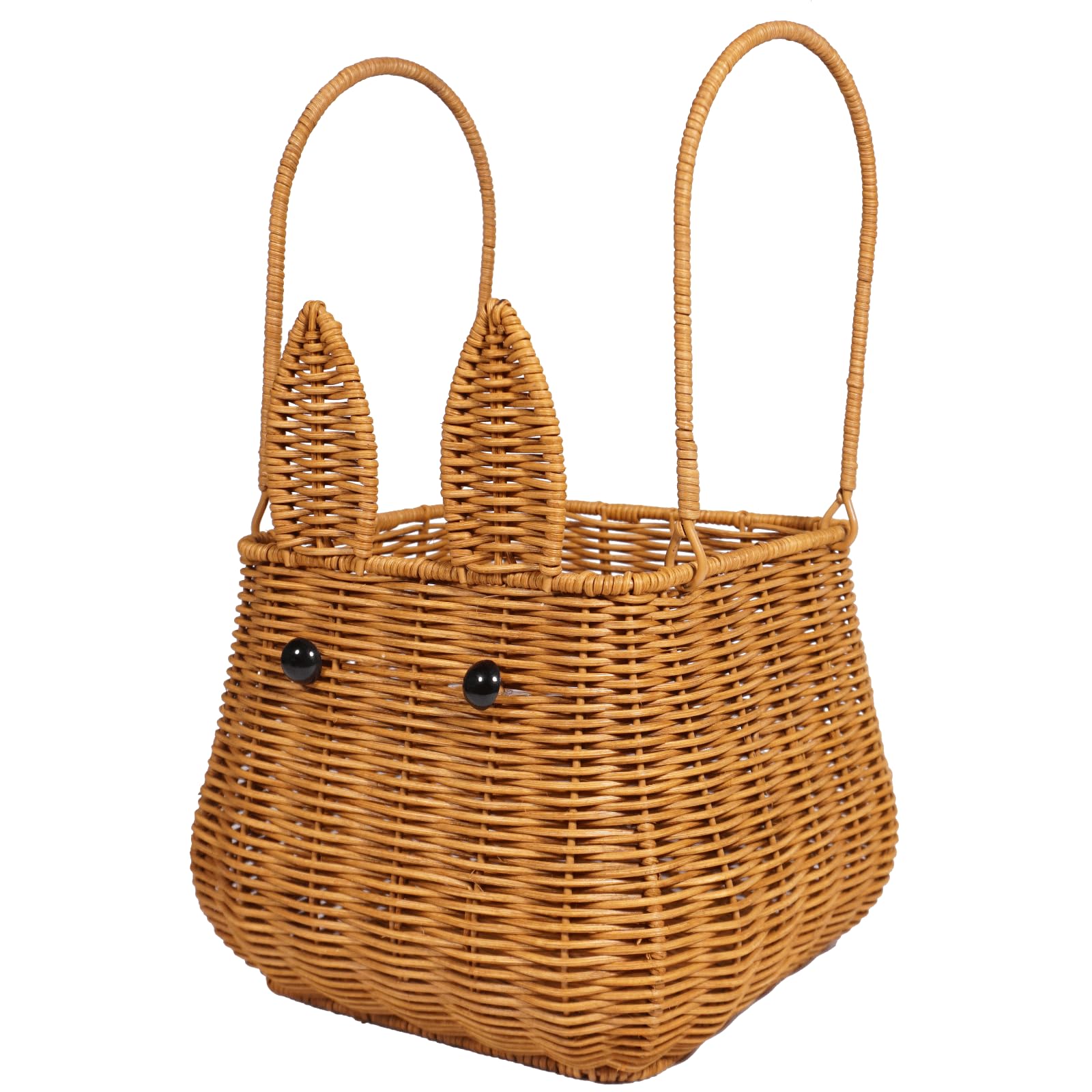 Amazon.com: Rattan Basket with Handle, Bunny Easter Egg Basket Woven ...