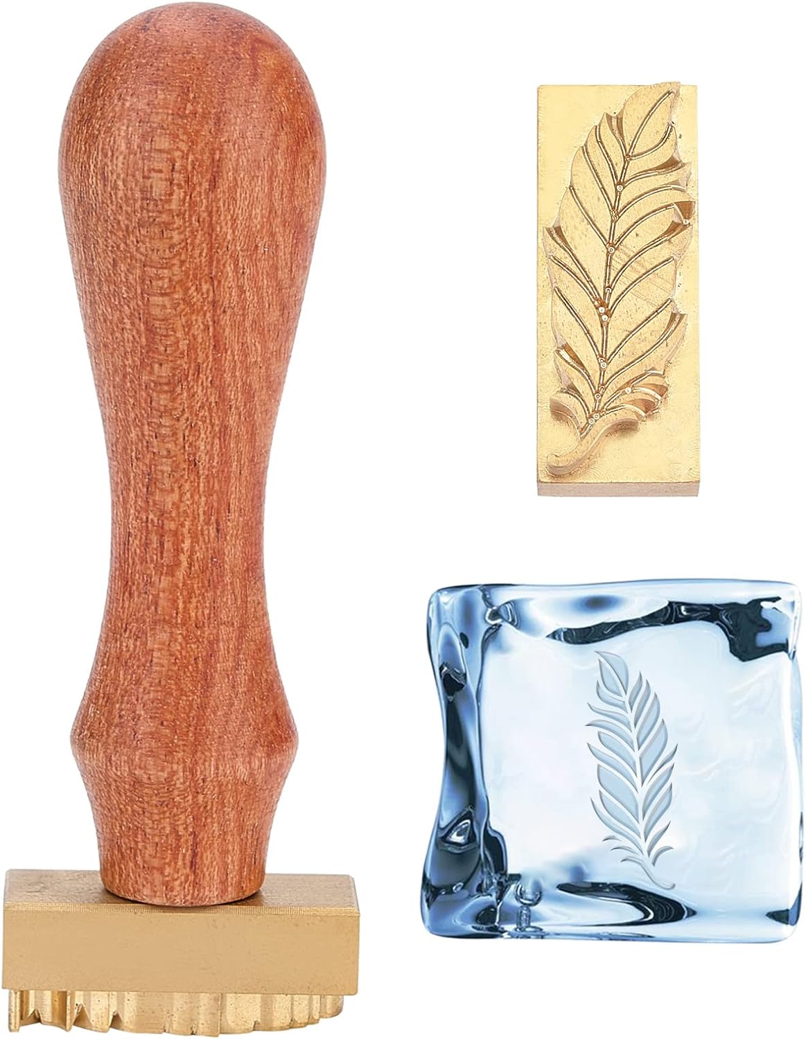 OLYCRAFT Ice Stamp 1.2″x0.5″ Wooden Ice Branding Stamp Wax Seal Stamp ...