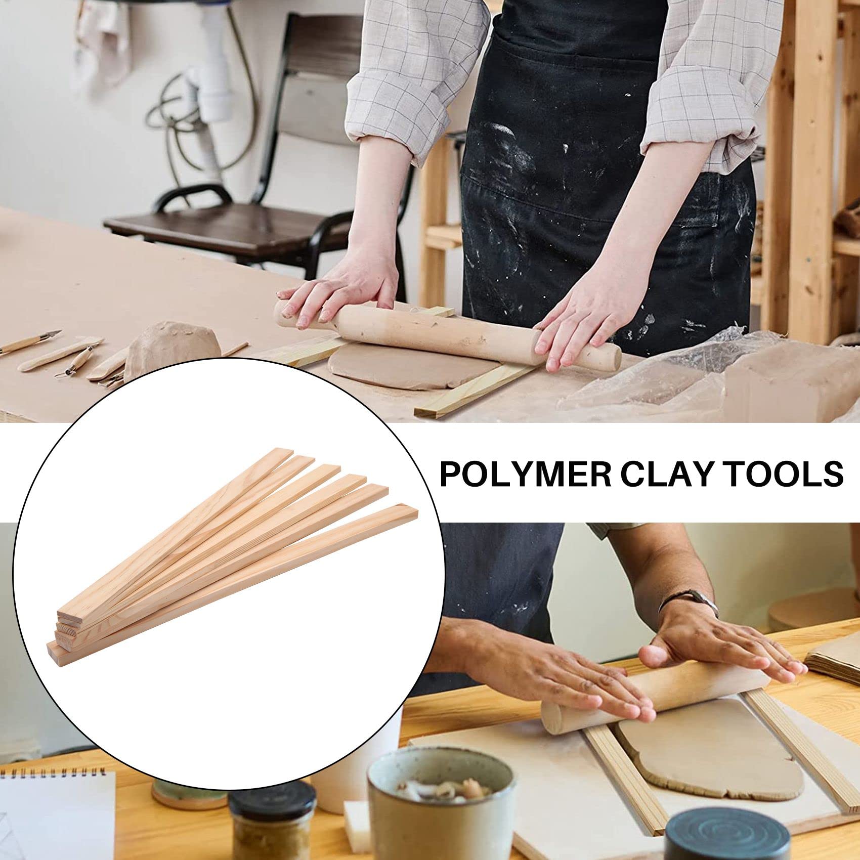 Hausdec 6PCS/Set Mud-Rolling Stick Guide Mudboard Guide Wooden Strips ...