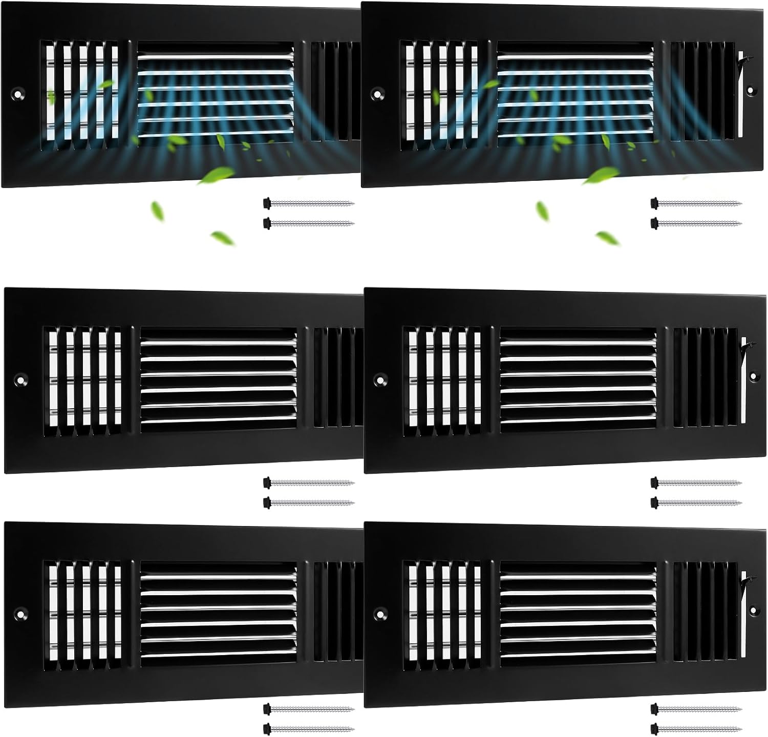 Datanly 6 Pcs Black 12 x 4 Inch Interior Size Air Ceiling Vent Covers 3 ...