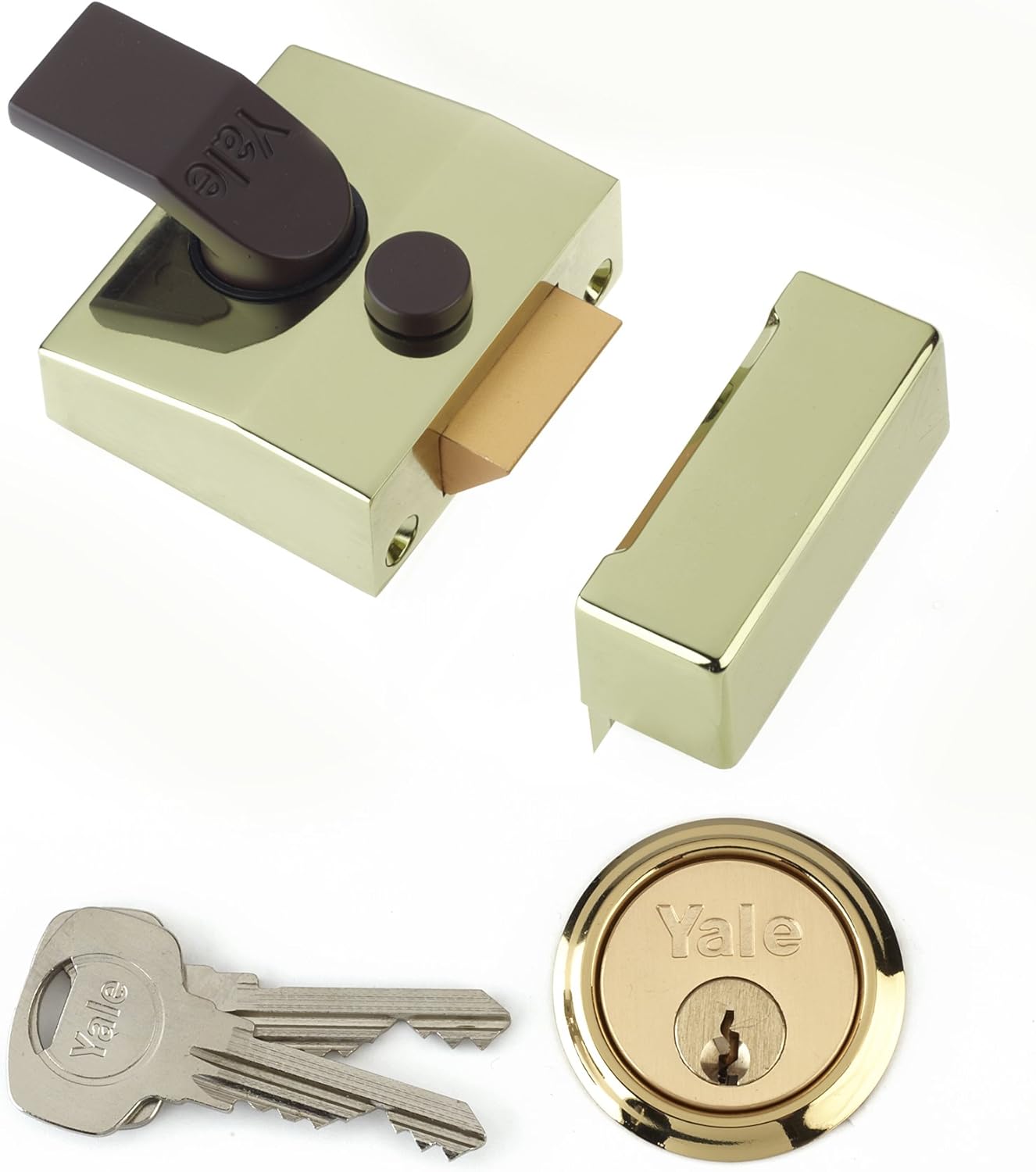 Yale P-85-BLX-PB-40 Deadlocking Nightlatch, Brass Finish, High Security ...