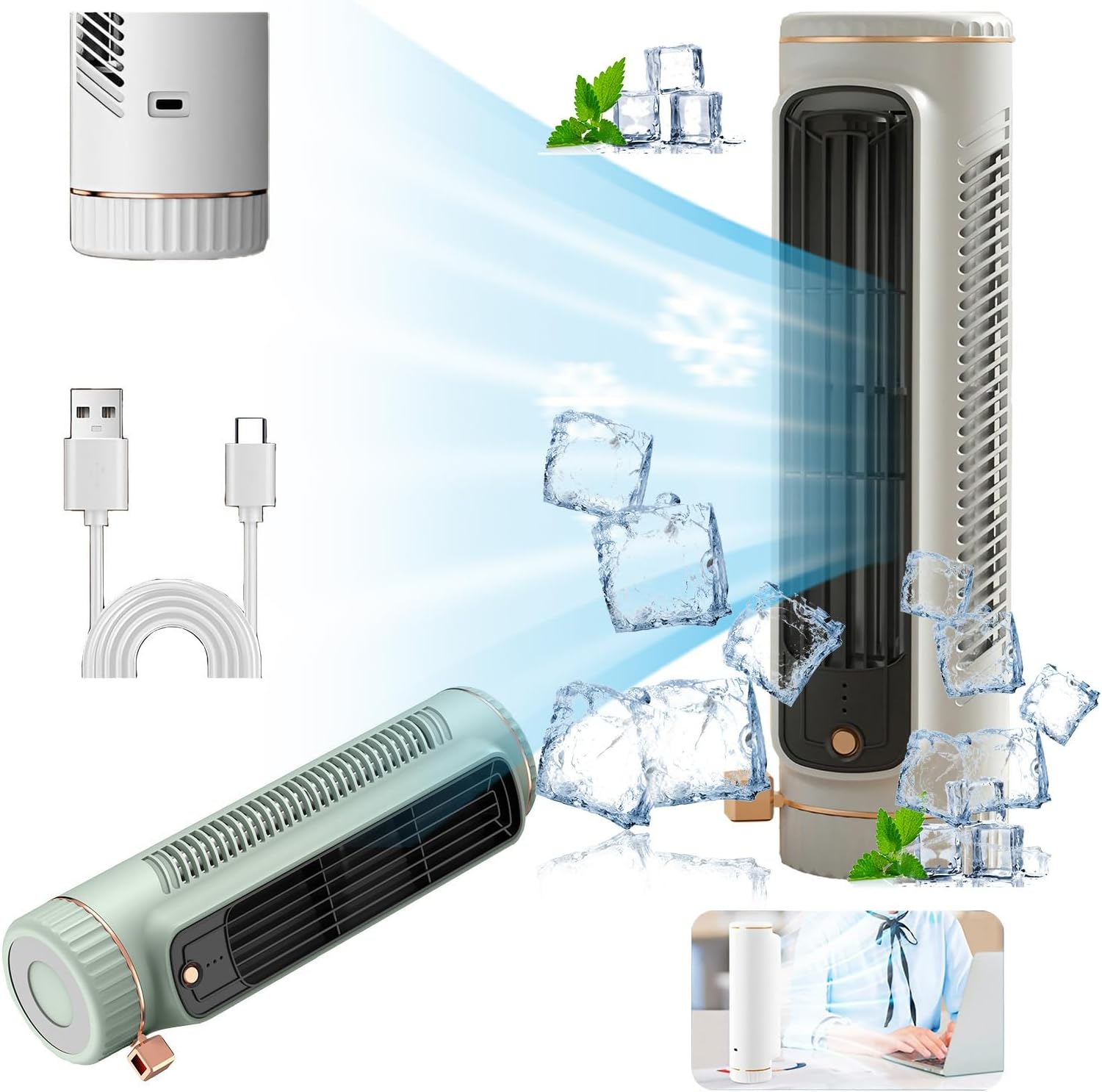 Amazon.com: Desktop Air Cooler Fan, 10'' Smart Table Tower Fan for ...