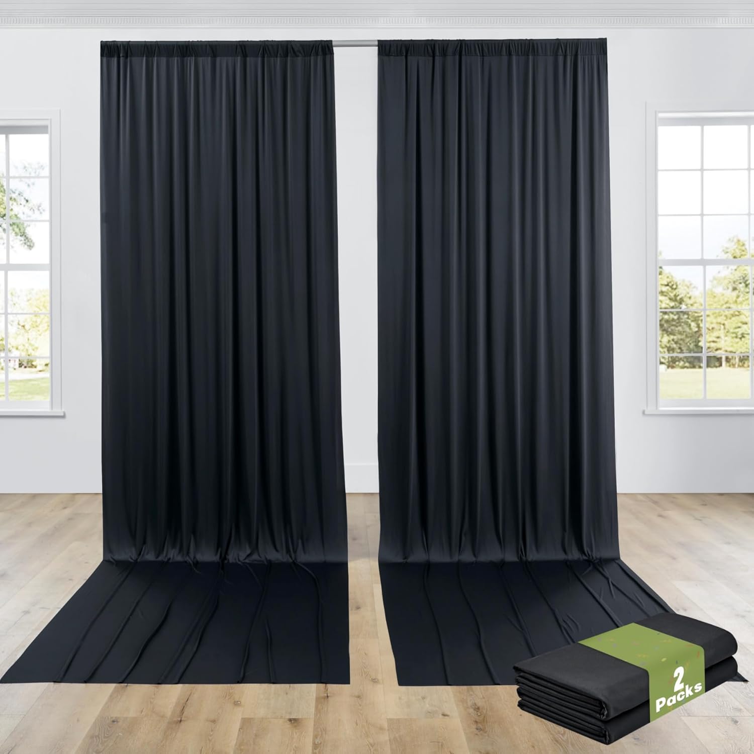 Amazon.com : 10ftx14ft Black Backdrop Curtains for Wedding-Wrinkle Free ...