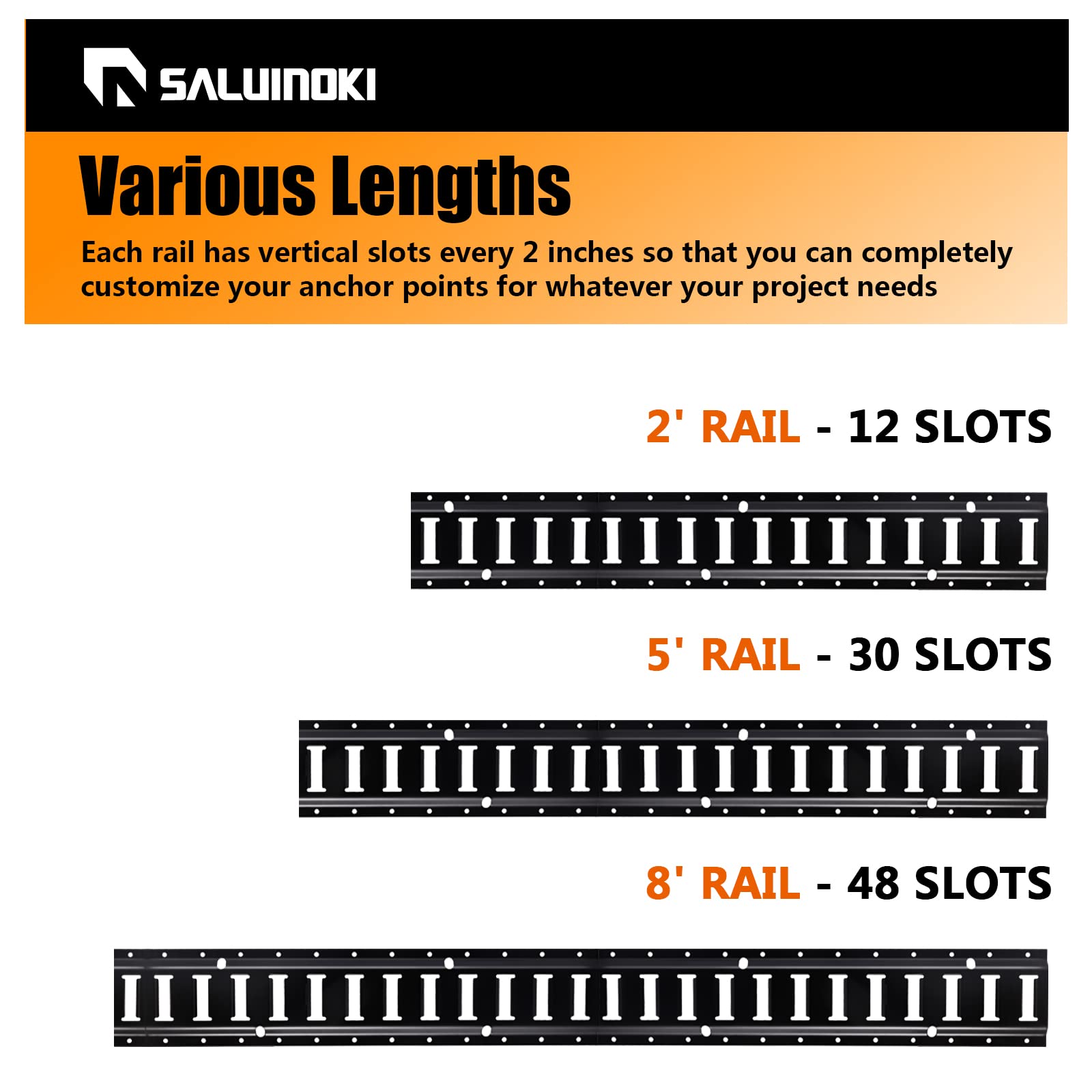 SALUINOKI 5ft E Track Rails 4 Pack Tie Down Erack with Powder-Coated ...